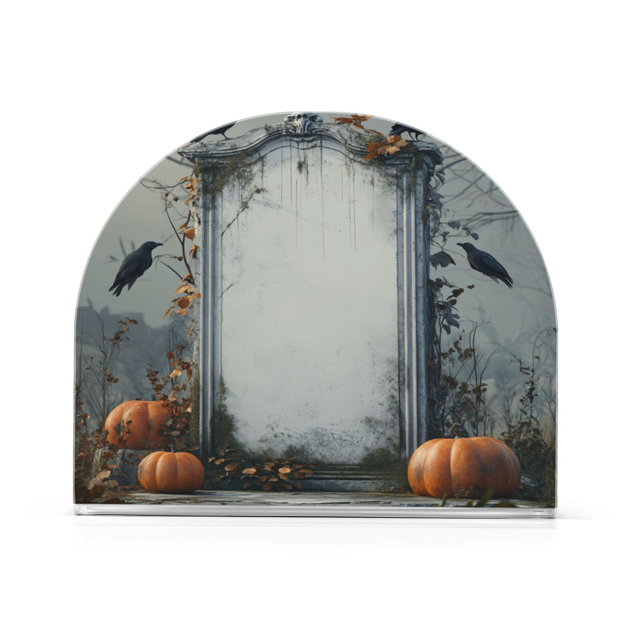 WOBOGO White Tombstone with Pumpkins Clear Acrylic Napkin Holder ...