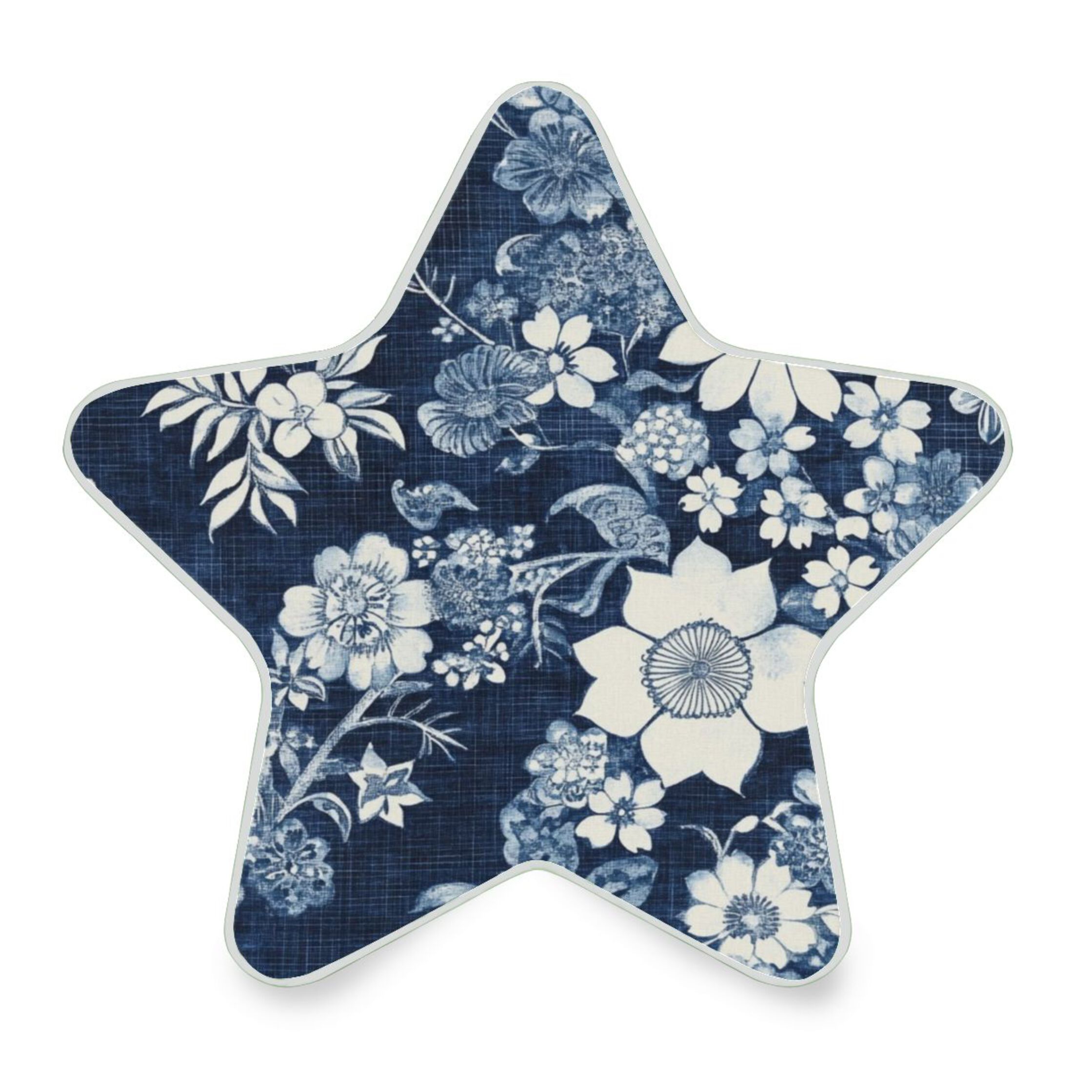 WOBOGO White Vintage Flower in Indigo Blue LED Star Night Light 0.2 ...
