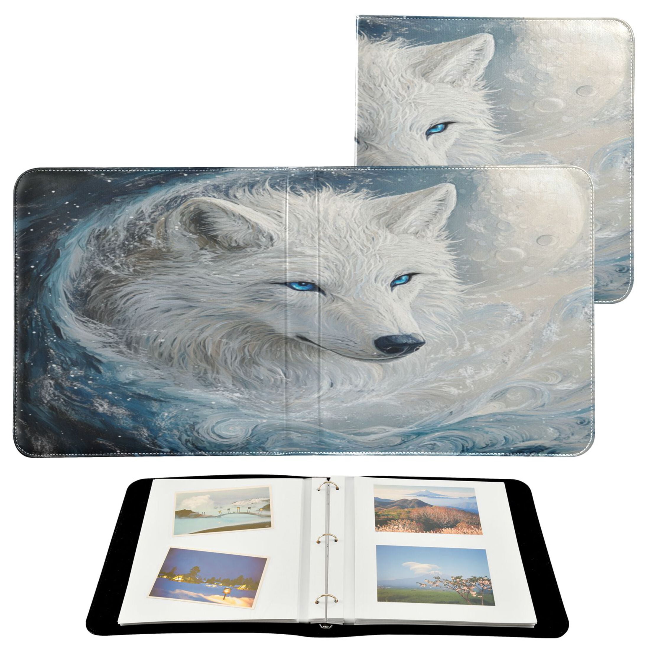 WOBOGO White Wolf with Blue Eyes Photo Albums 20 Pages Large Capacity ...