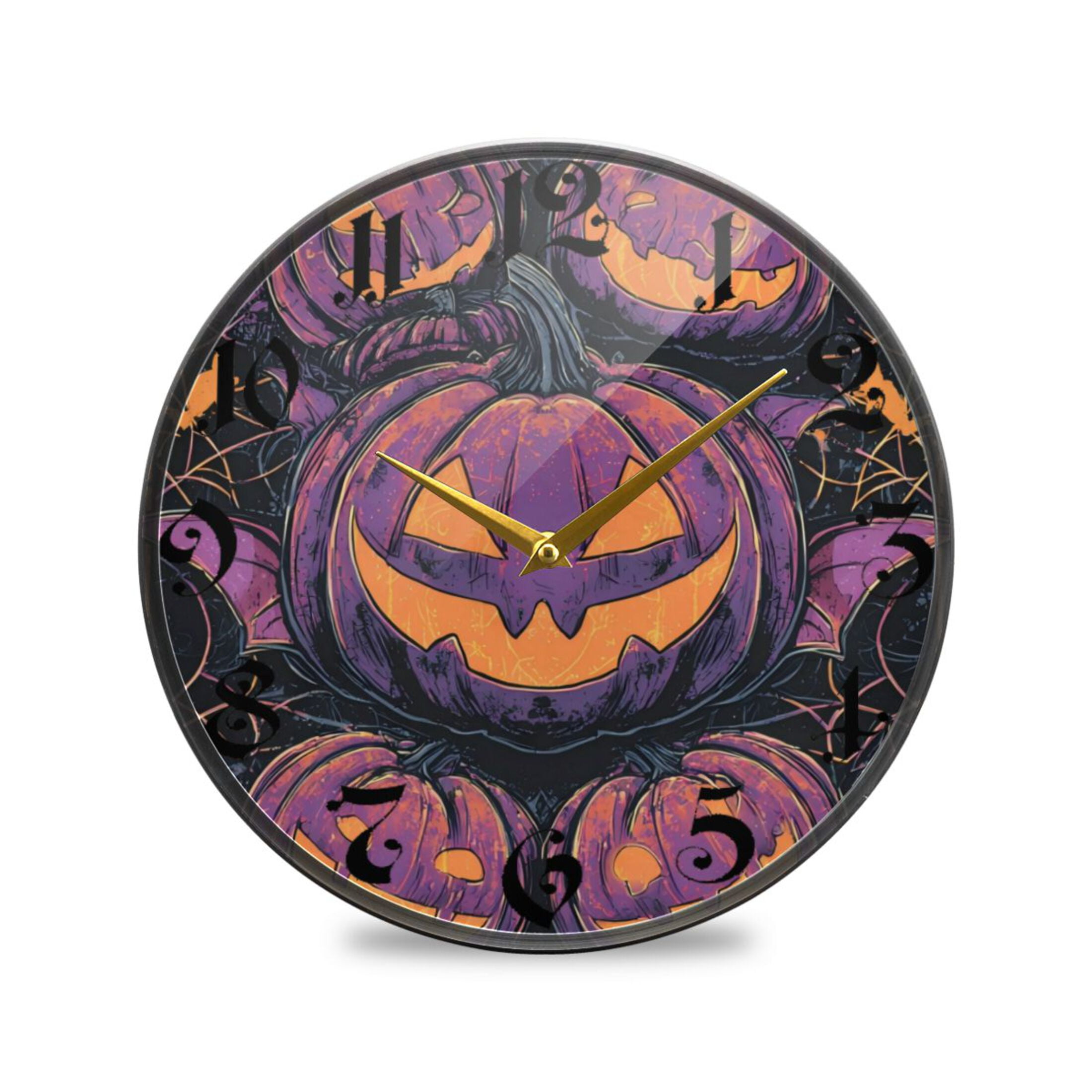WOBOGO Wicked Pumpkin Acrylic Wall Clock Battery Operated 11.9in Silent ...
