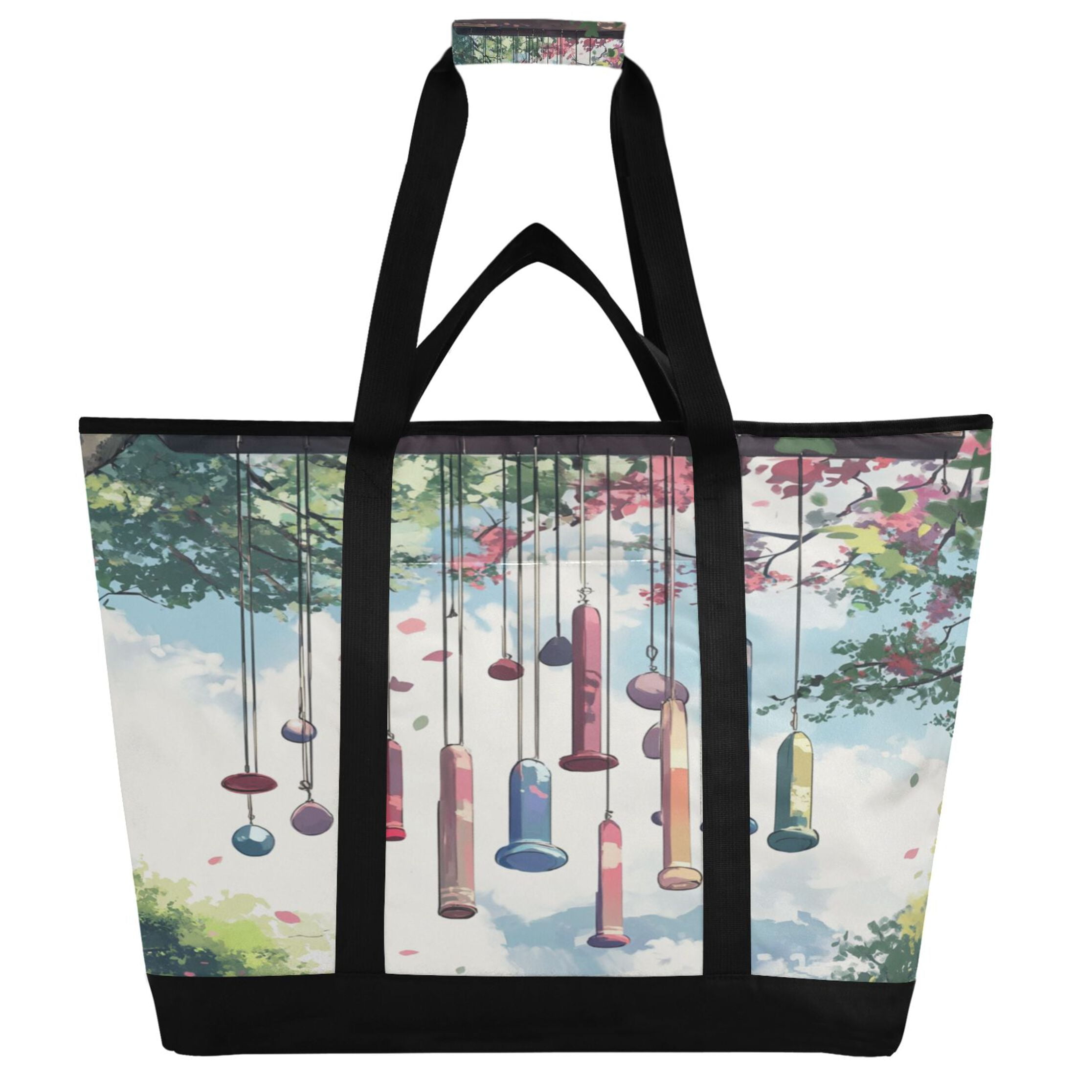 WOBOGO Wind Chimes Tote Cooler Bag Fold Flat Insulated Shopping Bag ...