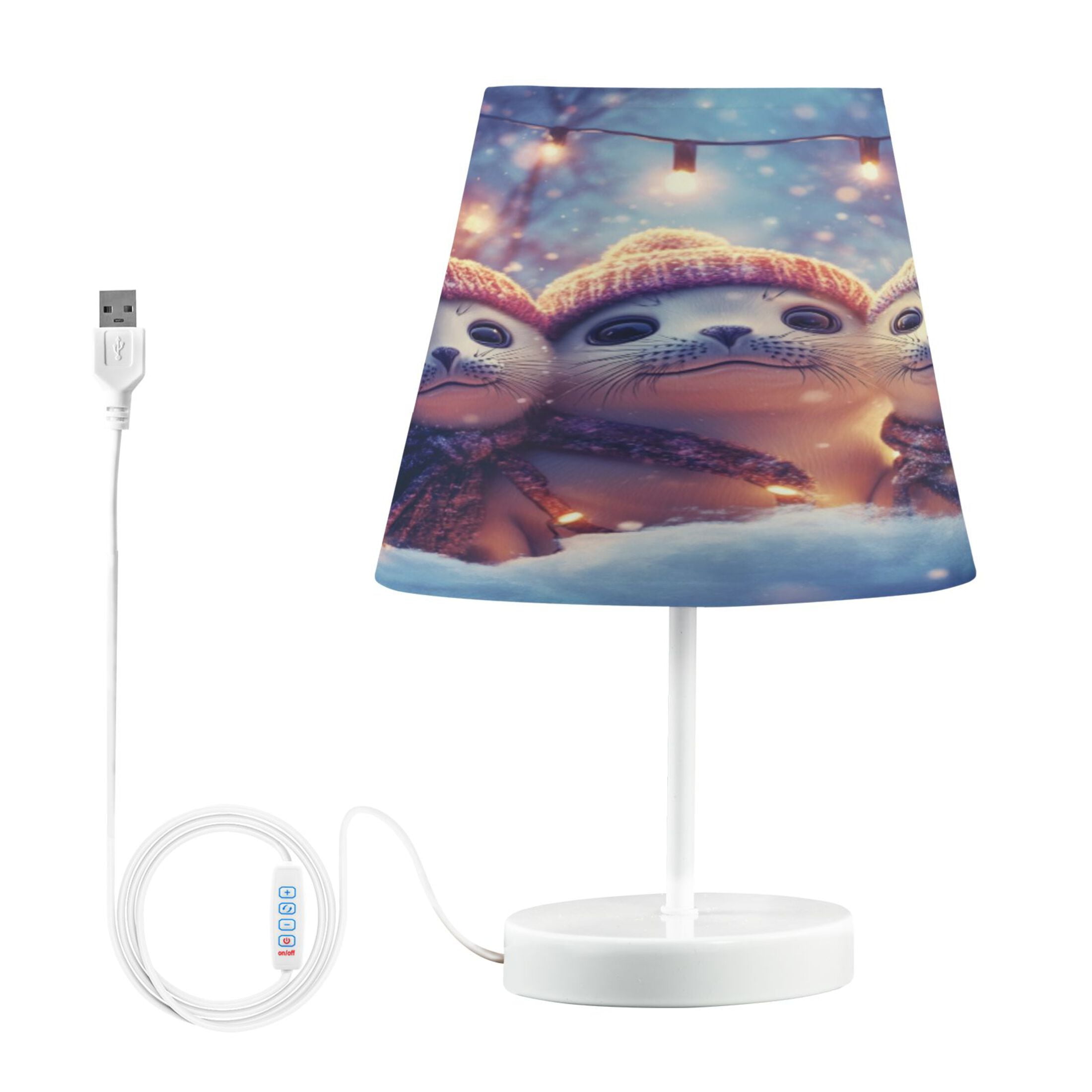 WOBOGO Winter Baby Seal Table Lamps Bedroom 3-Speed Dimmable Farm Style ...
