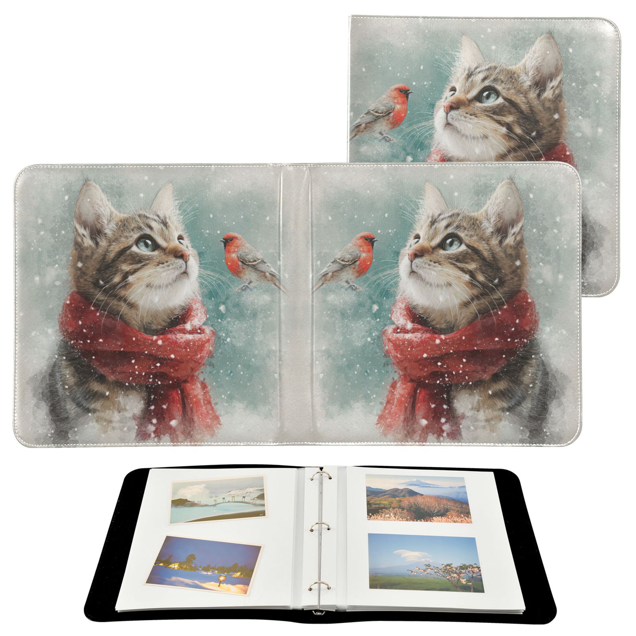 WOBOGO Winter Cat Photo Albums 20 Pages Large Capacity DIY Self ...