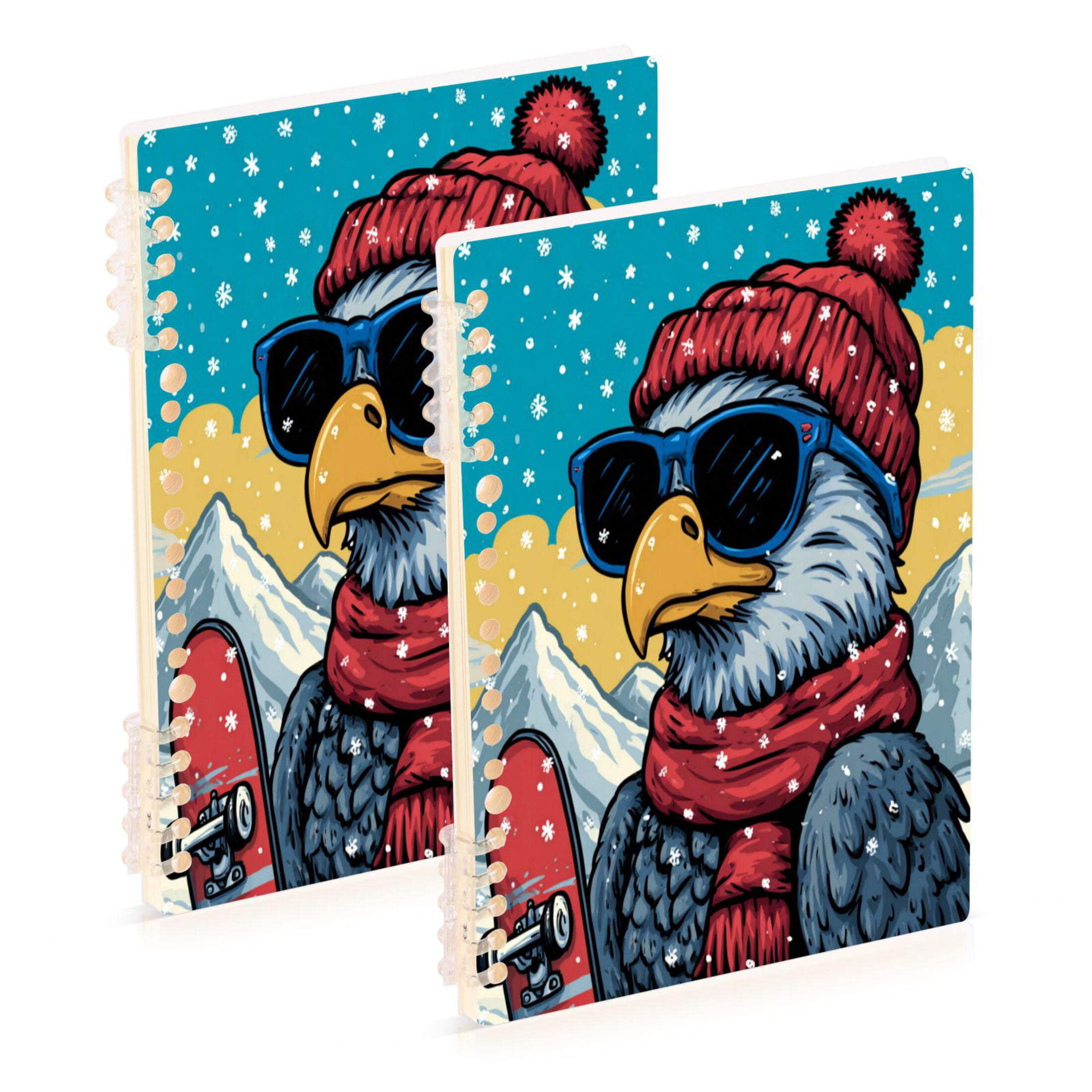 WOBOGO Winter Eagle Notebook College Horizontal Grid Paper Ink Spill ...