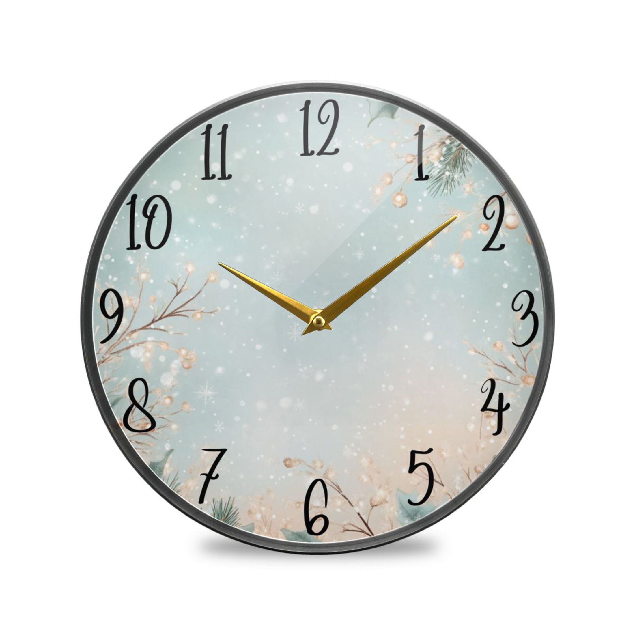 WOBOGO Winter Themed Pattern Acrylic Wall Clock Battery Operated 9.5in ...
