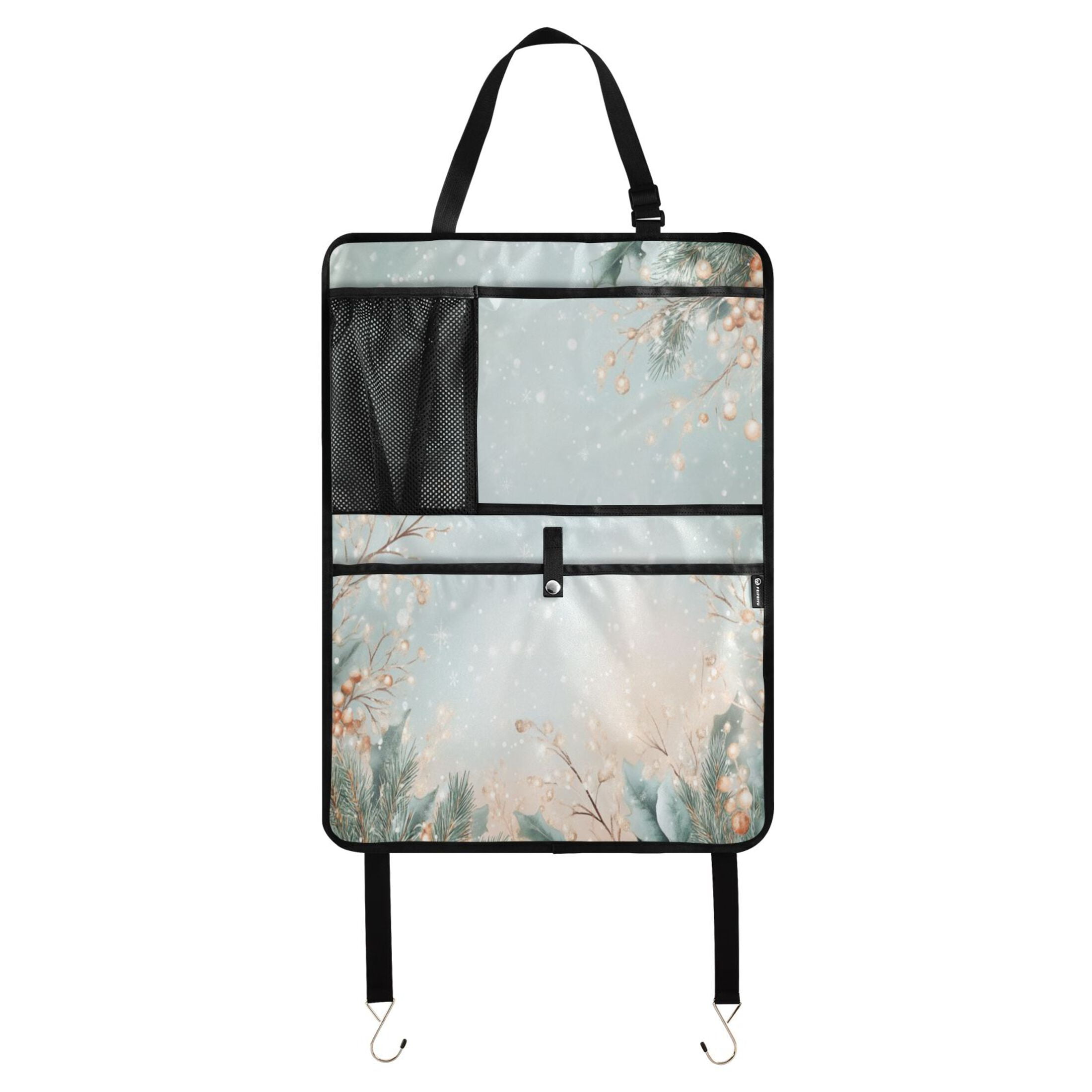 WOBOGO Winter Themed Pattern Backseat Car Organizer Footed Universal ...