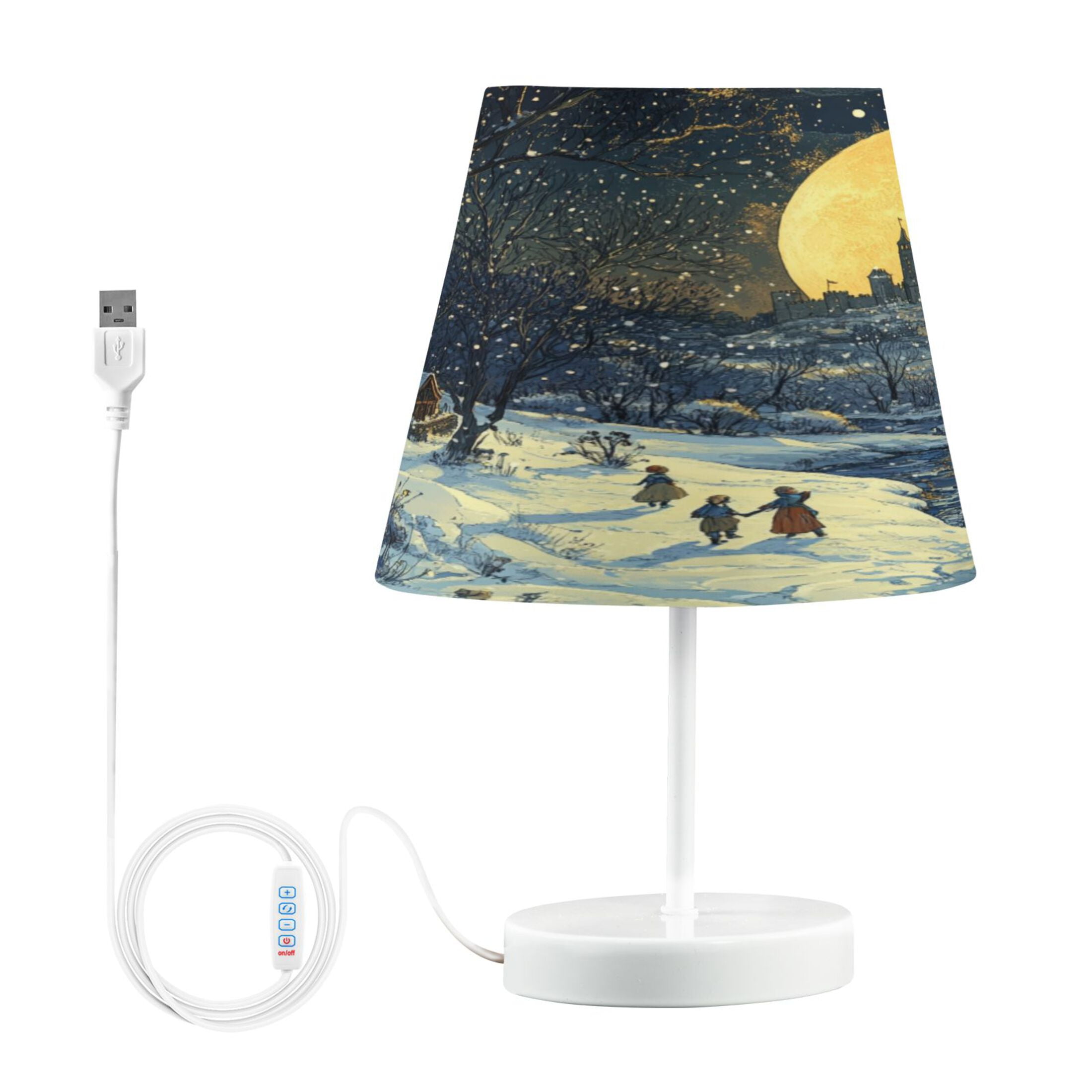 WOBOGO Winter Village Scenery Table Lamps Bedroom 3-Speed Dimmable Farm ...