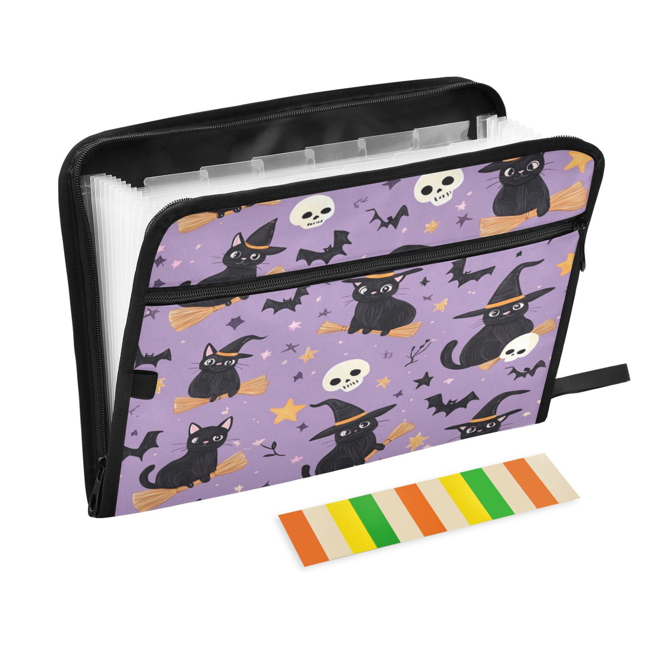 WOBOGO Witch Hat Cat Purple Pattern Expanding File Folder Letter Size ...
