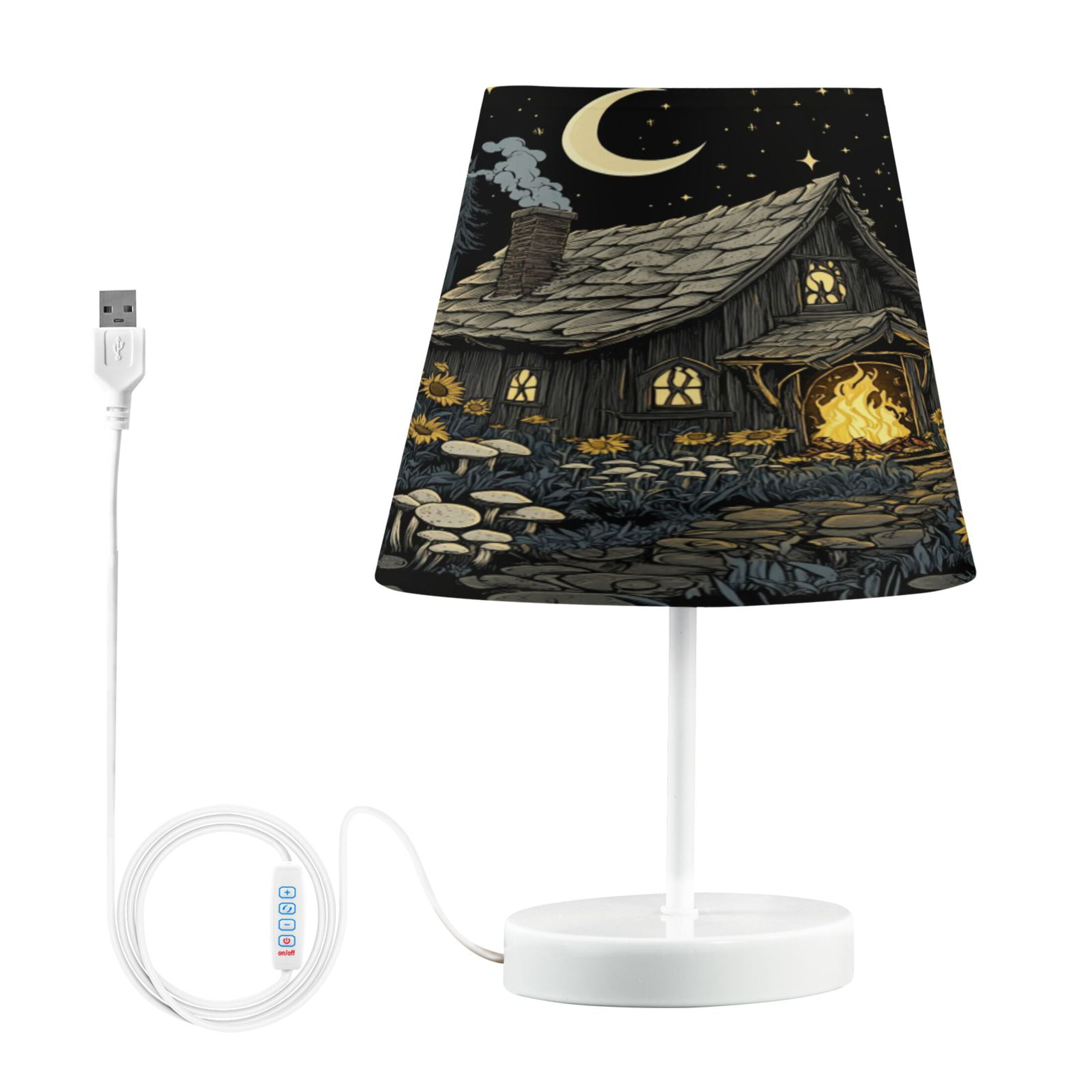 WOBOGO Witch Hut Table Lamps Bedroom 3-Speed Dimmable Farm Style with ...