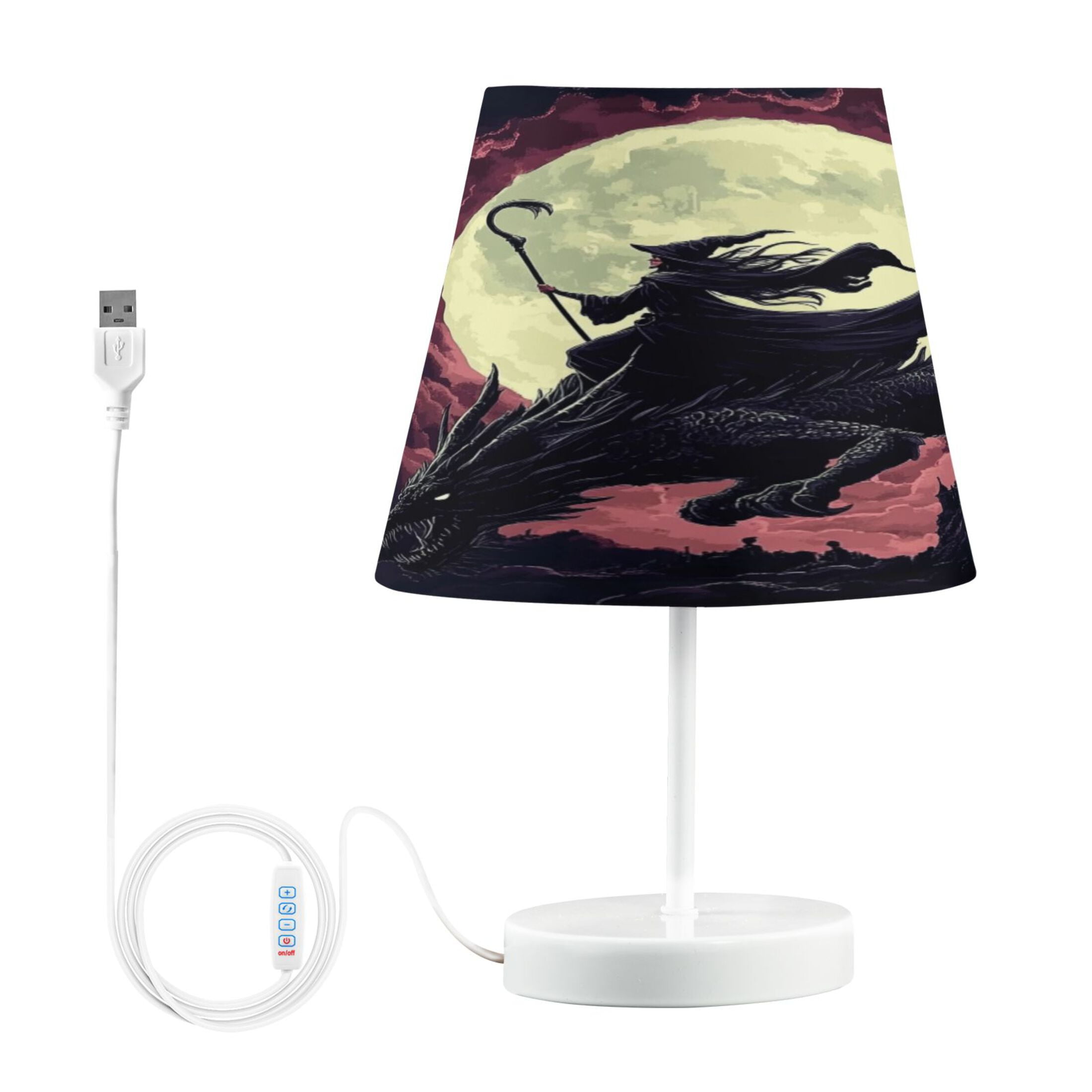 WOBOGO Witches and Black Dragon Table Lamps Bedroom 3-Speed Dimmable ...