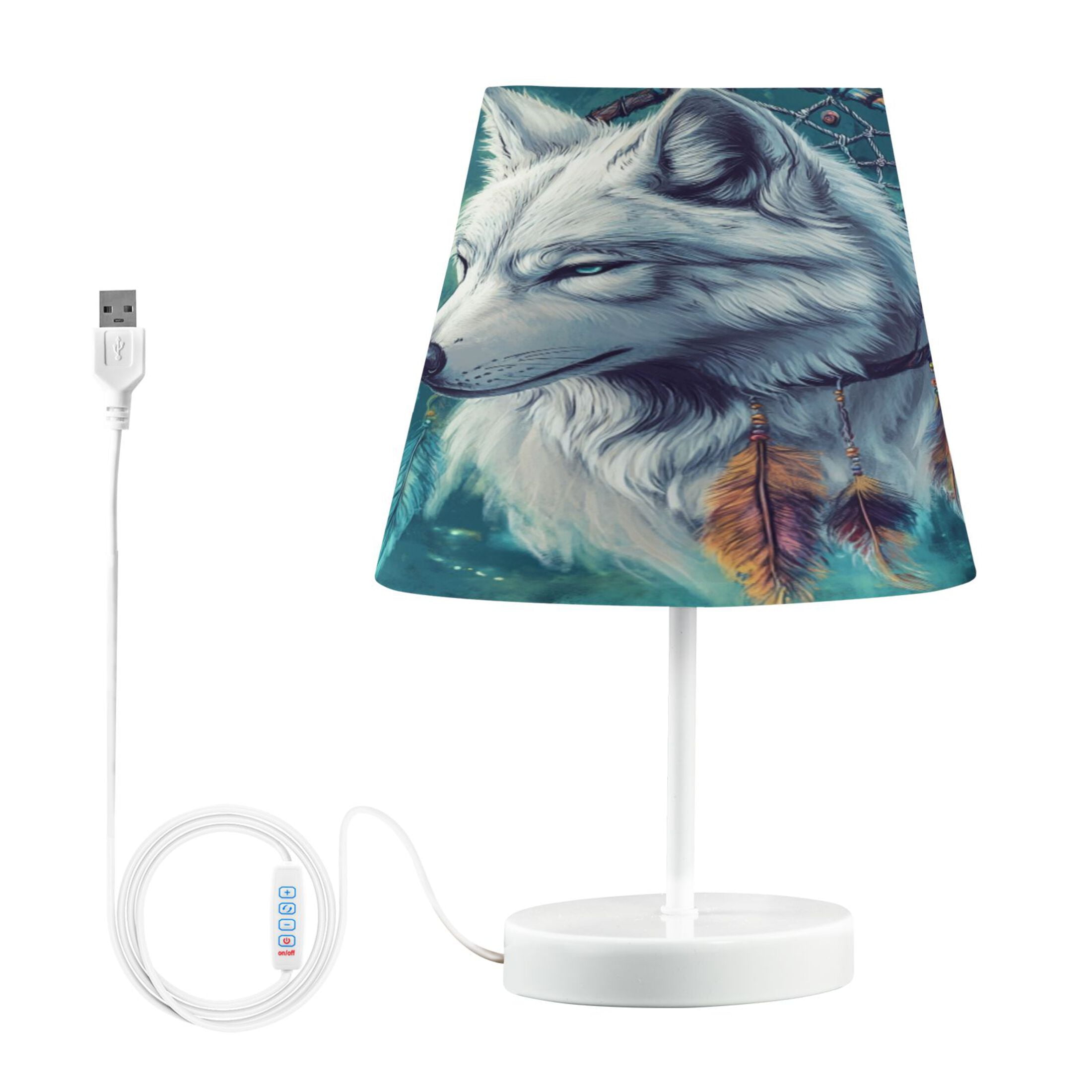 WOBOGO Wolf King Dreamcatcher Table Lamps Bedroom 3-Speed Dimmable Farm ...