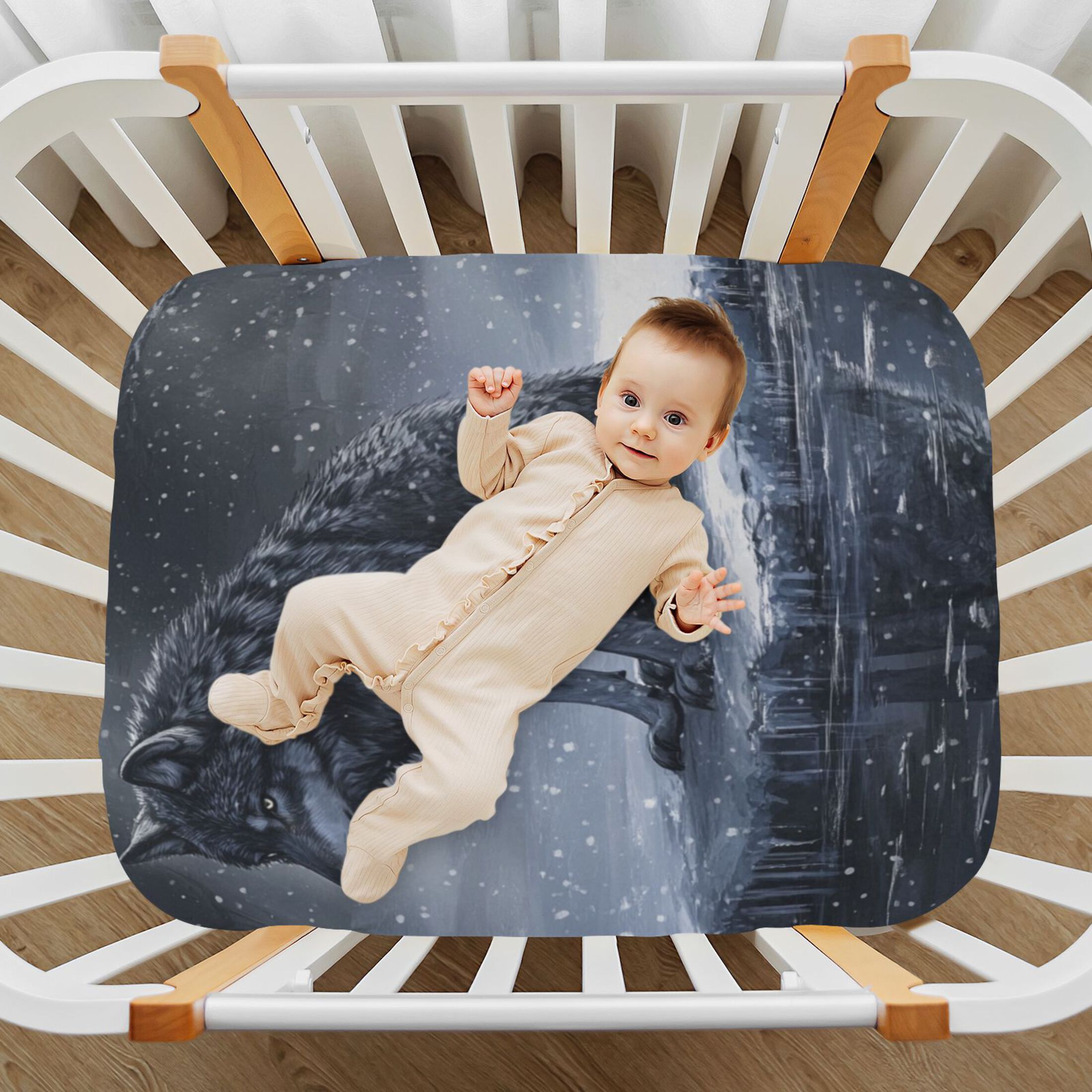 WOBOGO Wolf King in The Snow Baby Crib Sheets Super Soft Microfiber ...