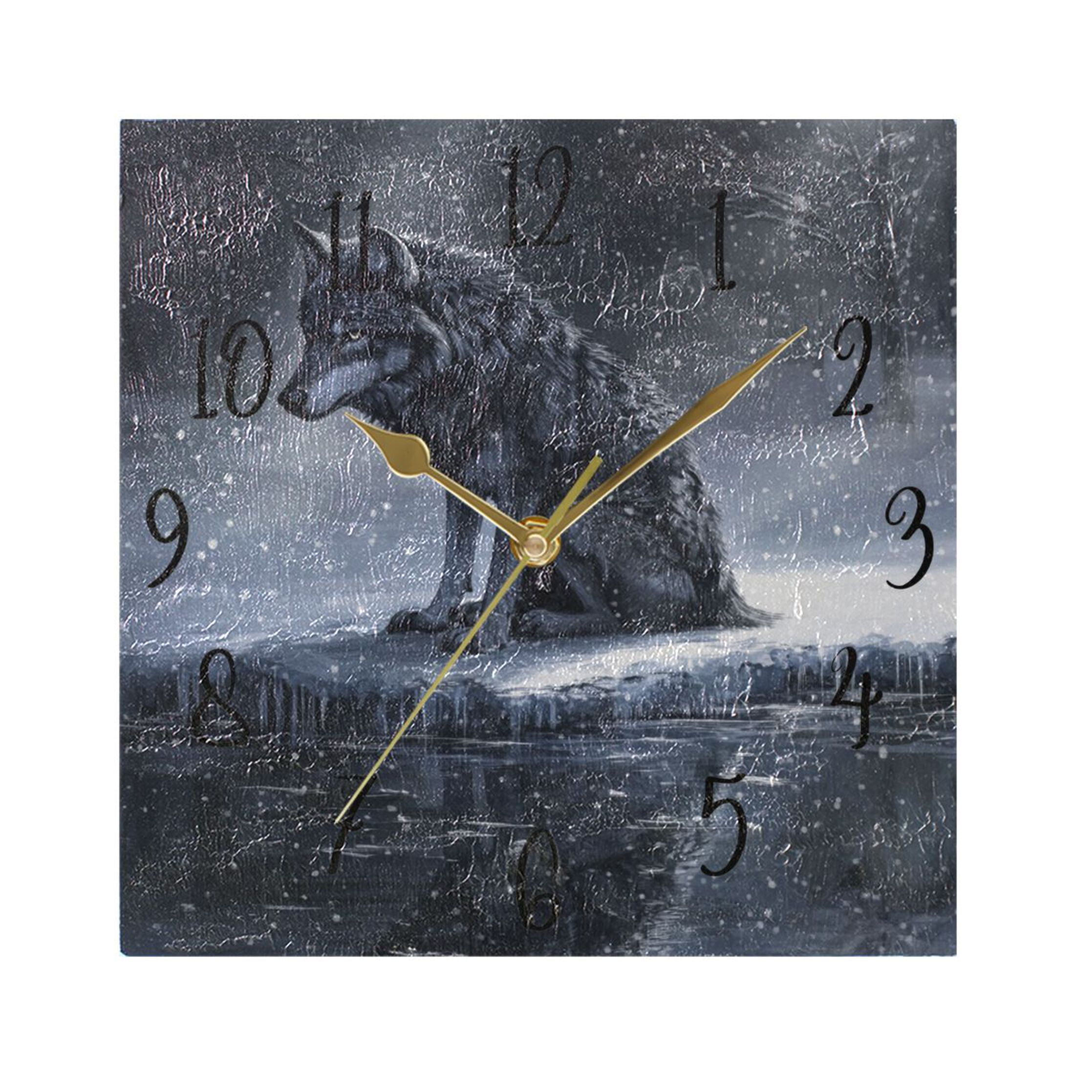 WOBOGO Wolf King in The Snow Wall Clock 7.78 Inch Battery Operated ...