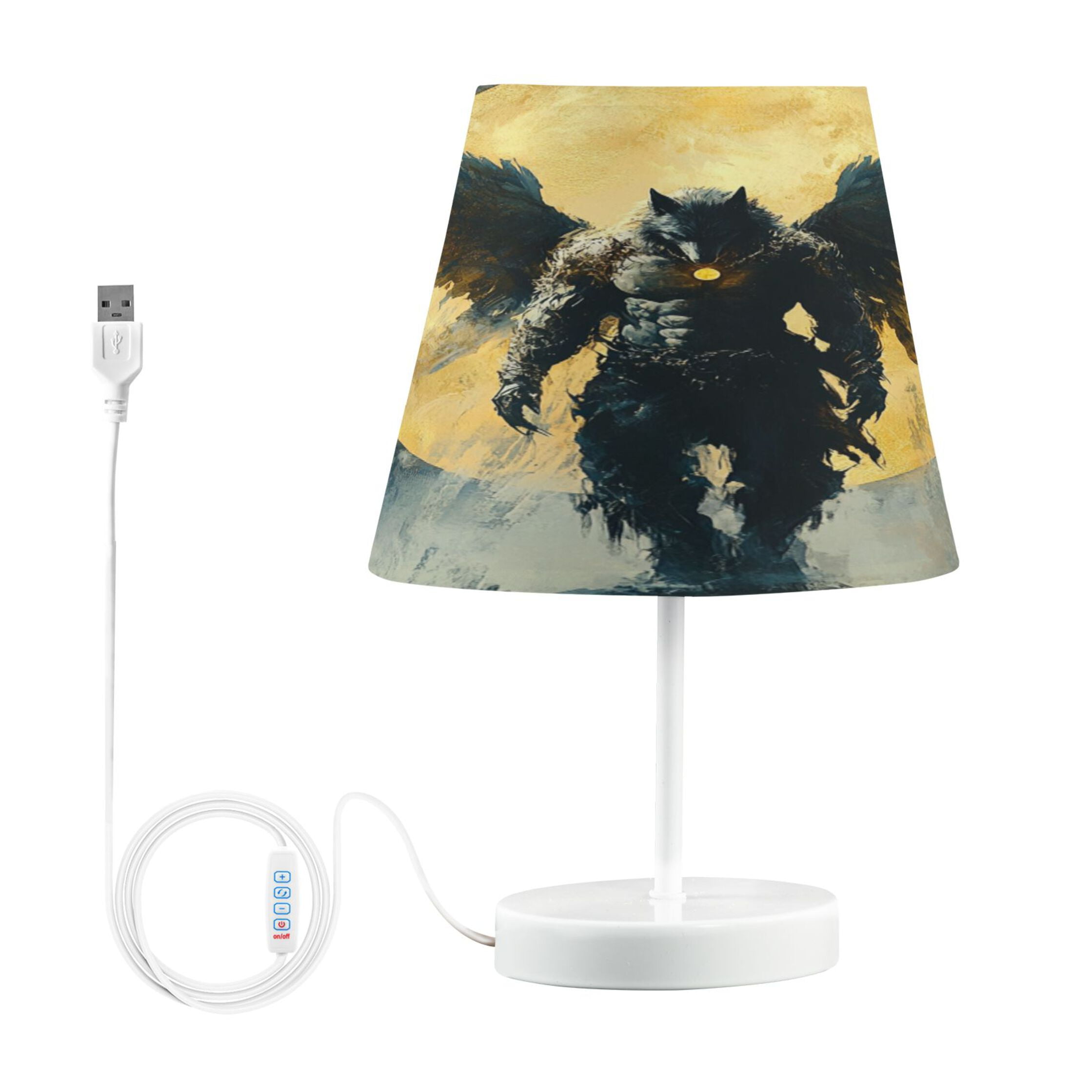 WOBOGO Wolf Man As An Angel Table Lamps Bedroom 3-Speed Dimmable Farm ...