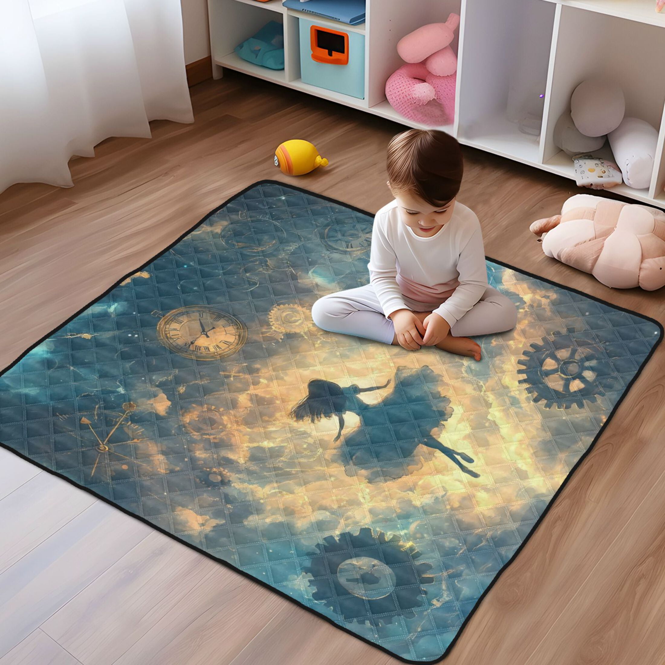 WOBOGO World Of Clocks Baby Playmats Extra Large Waterproof Rollable ...
