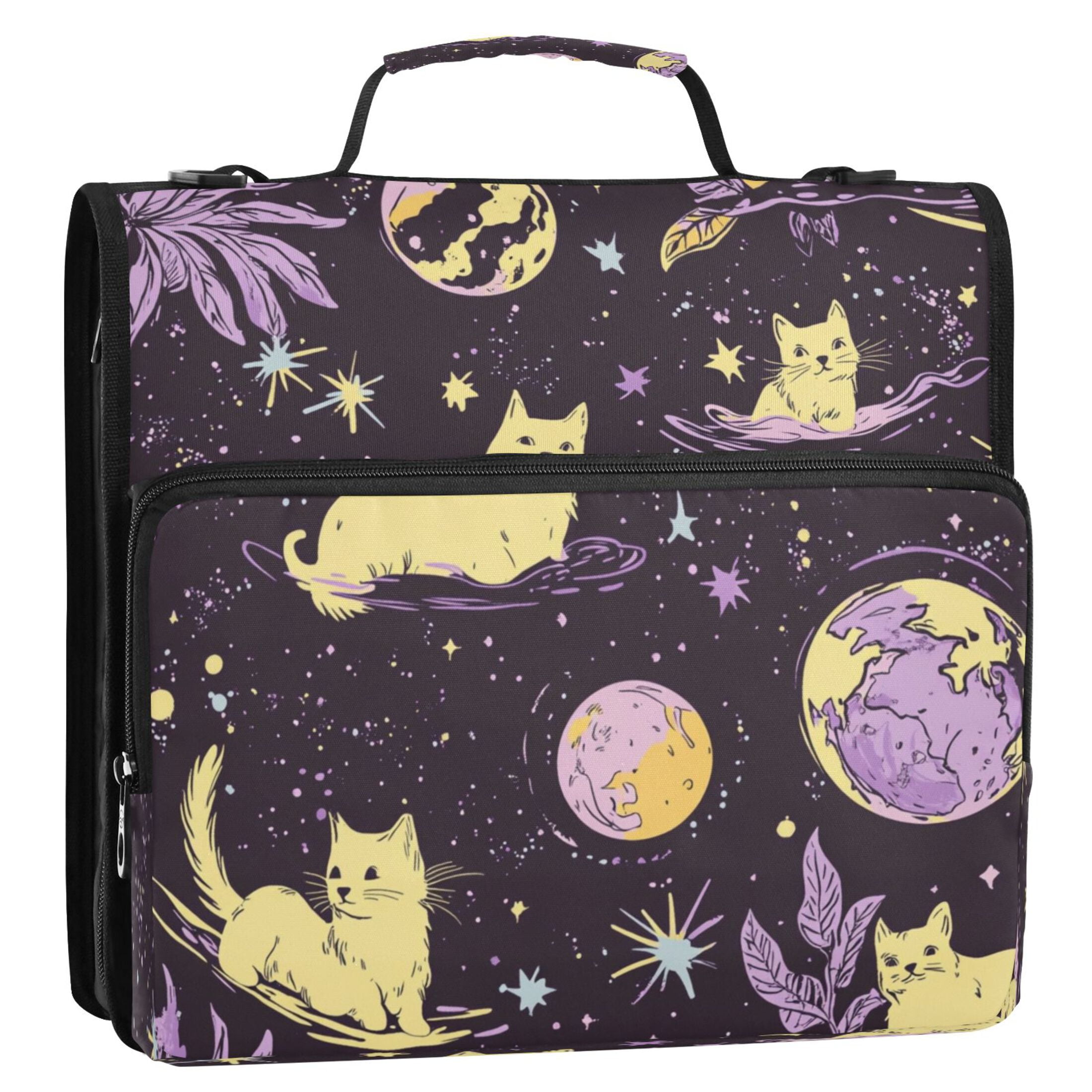 WOBOGO Yellow Cats Artistic Pattern Ring Binder Bag 1.5in Folder ...