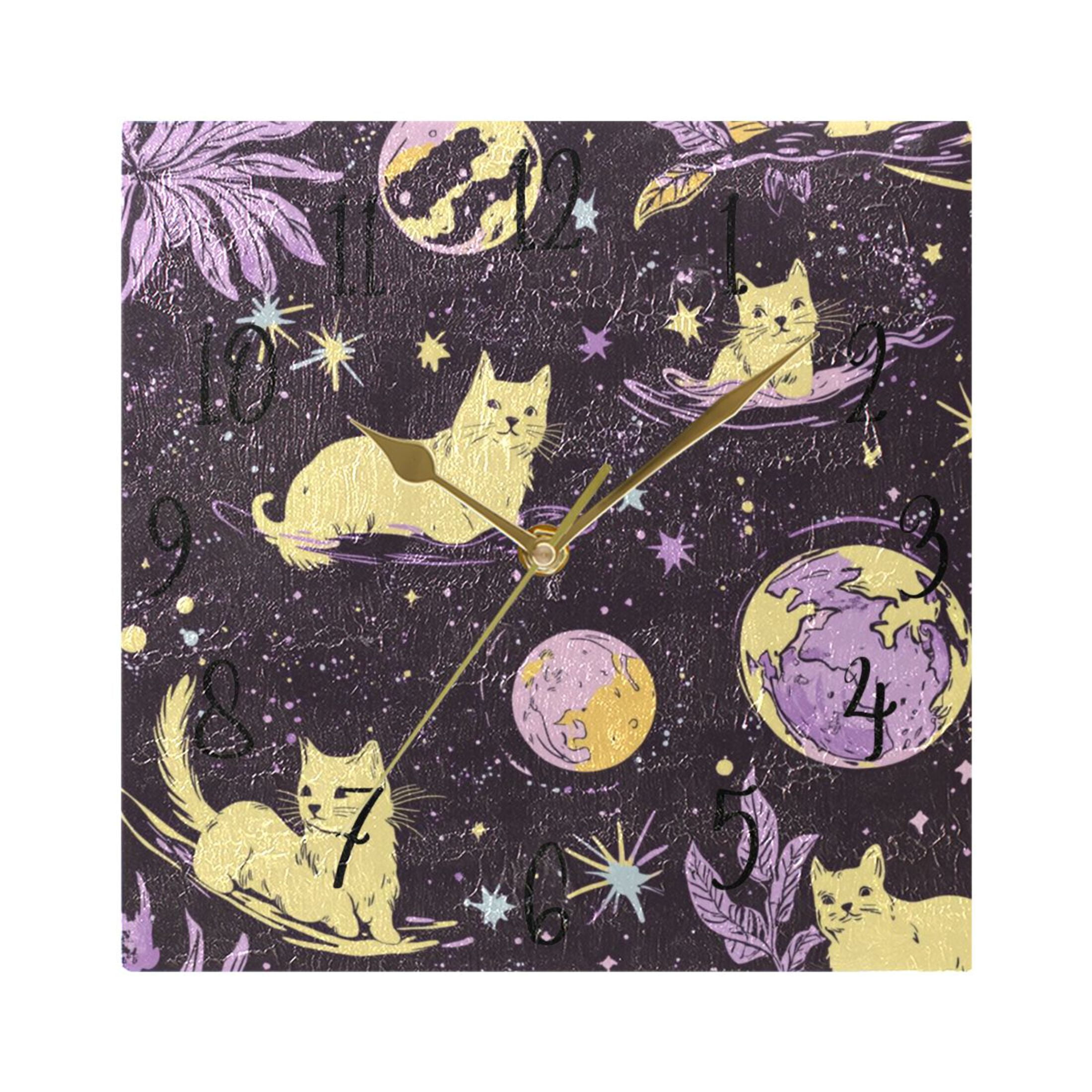 WOBOGO Yellow Cats Artistic Pattern Wall Clock 7.78 Inch Battery ...