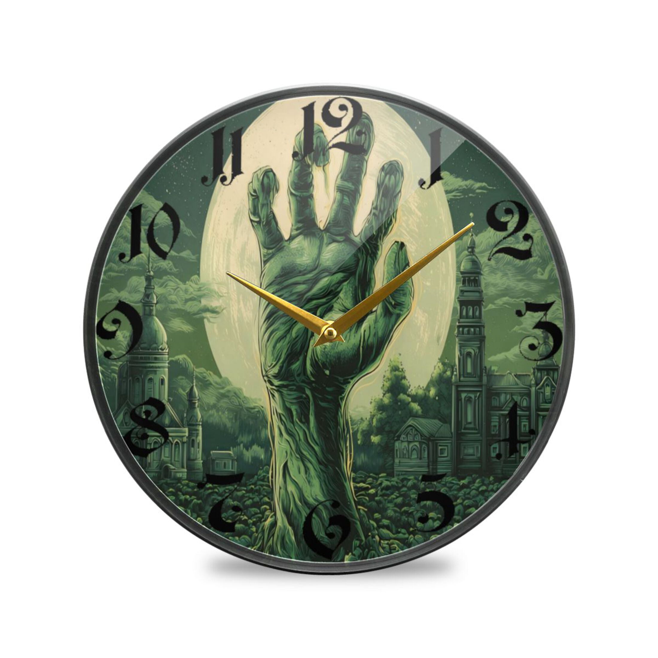 WOBOGO Zombie Hand Acrylic Wall Clock Battery Operated 9.5in Silent No ...