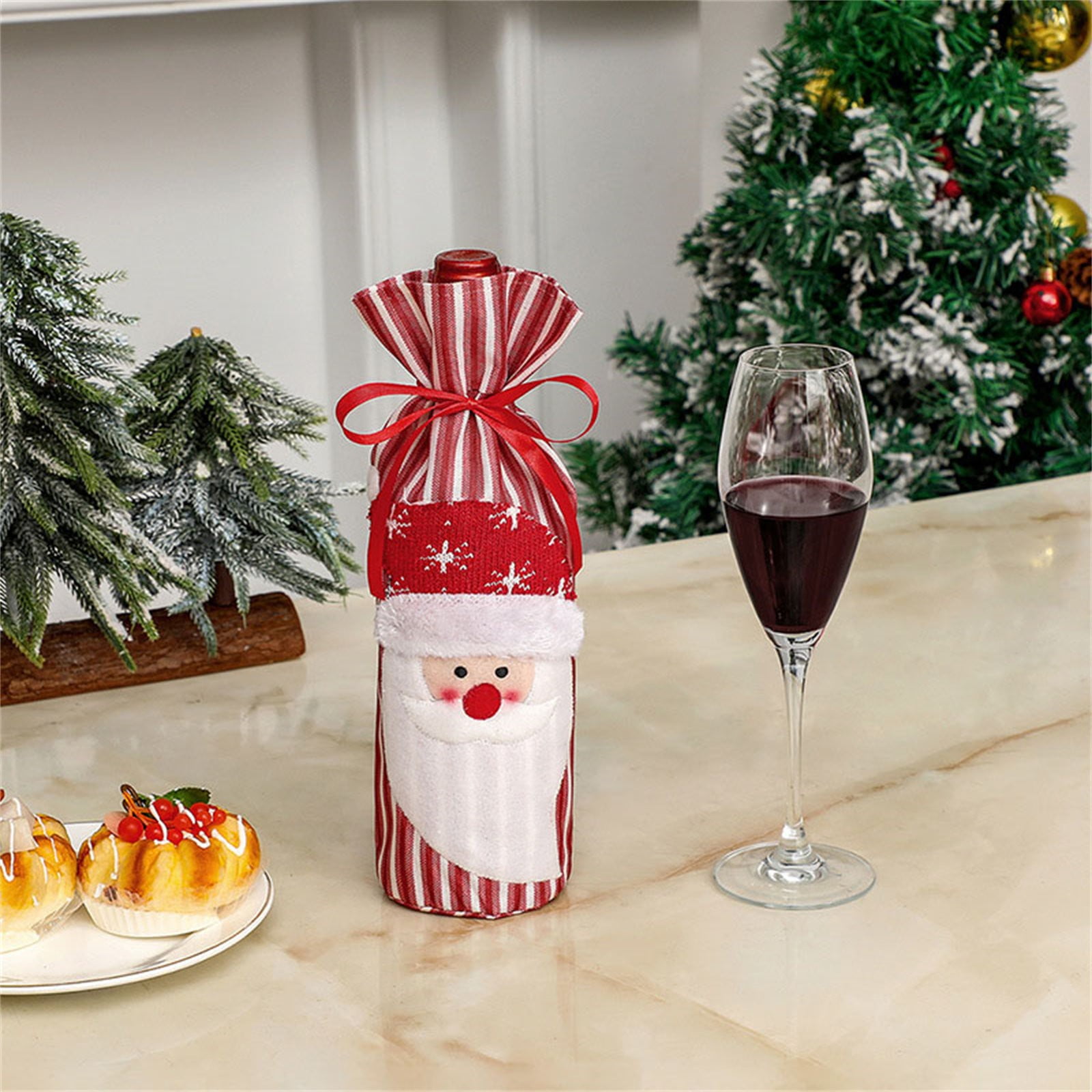 WOCACHI Christmas Wine Bottle Cover Wine Bottle Gift Bags Santa Snowman ...
