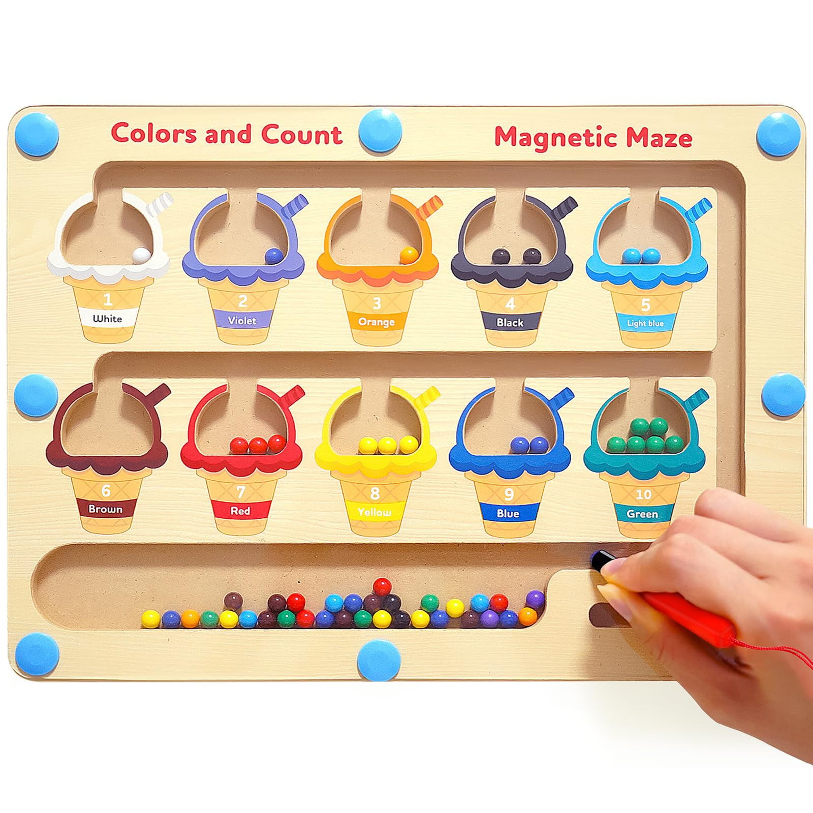 WOCACHI Color & Number Maze Montessori Wooden Color Matching Learning ...