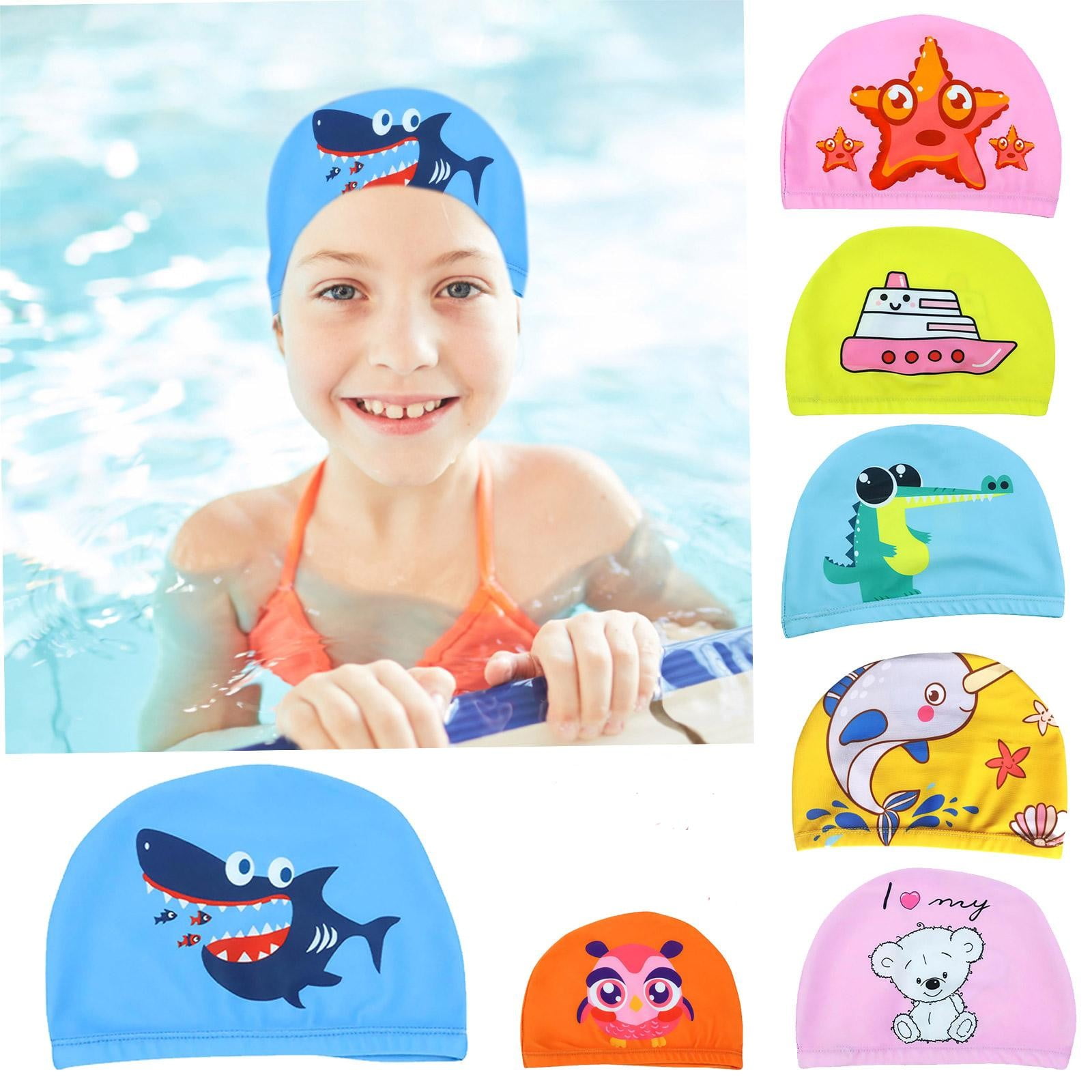 WOCACHI Kids Swim Caps Baby Bathing Caps Children Cartoon Swimming Hat ...