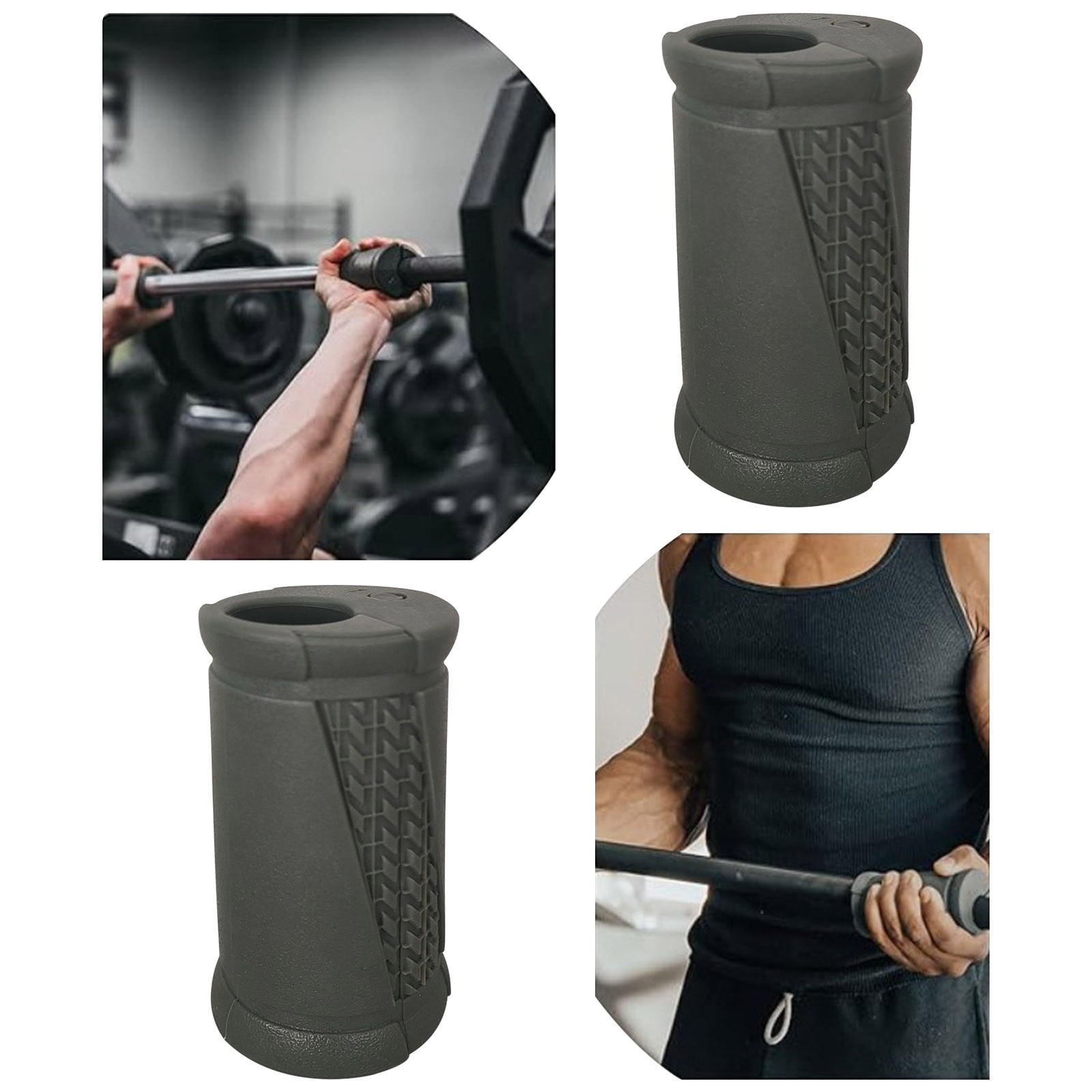 WOCACHI Thick Bar Dumbbell Grips Non Slip High Density Silicone Rubber ...