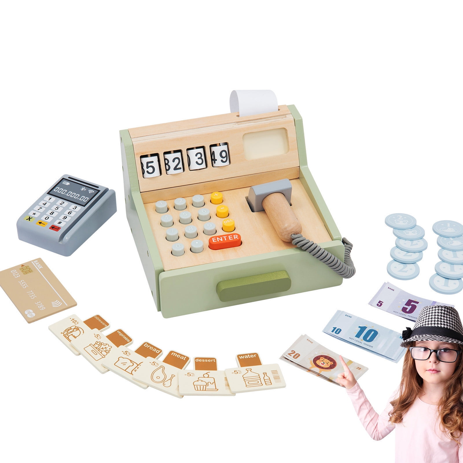 WOCACHI Toy Cash Register - Pretend Play Calculator, Credit Card and ...
