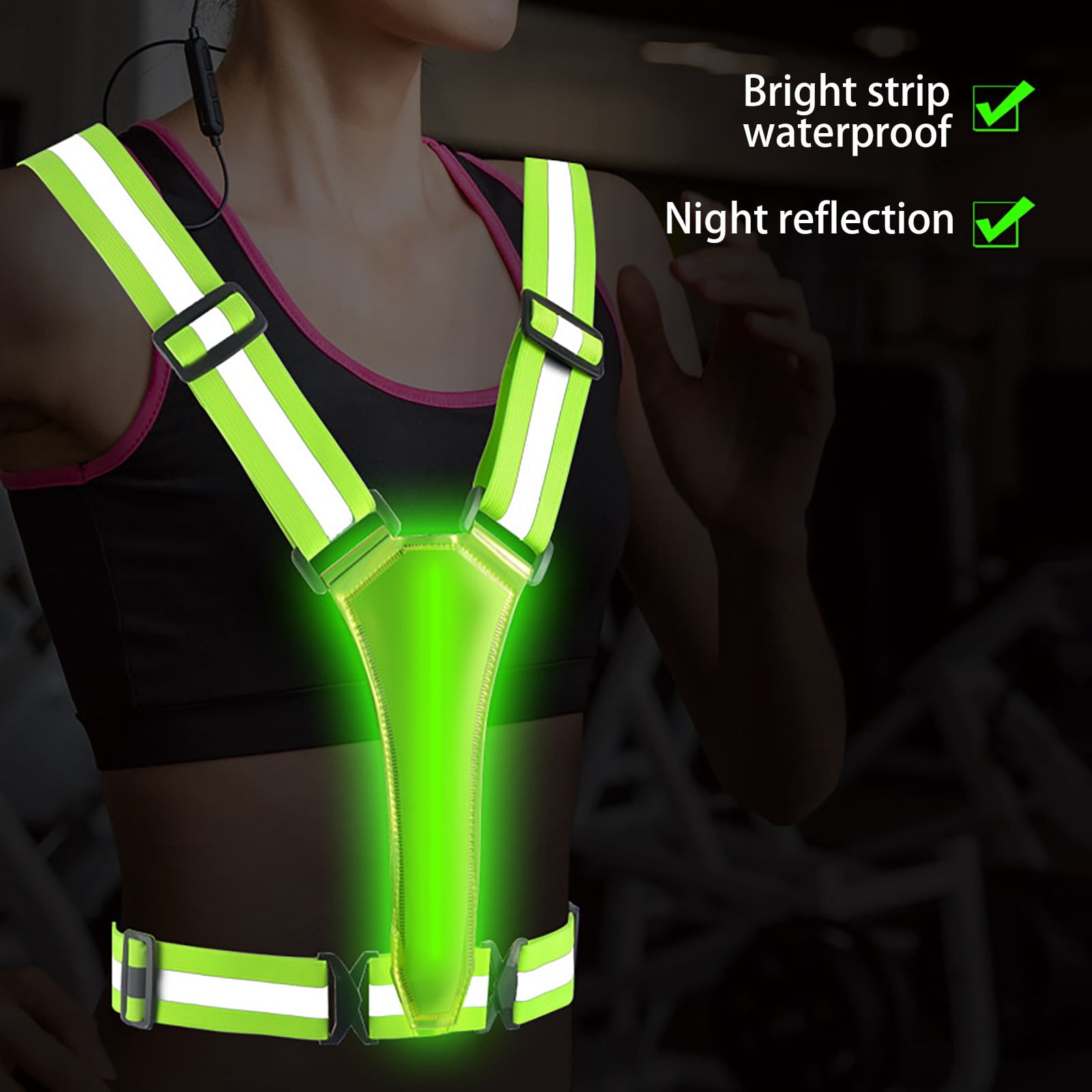 WOCACHI USB Reflective Vest LED Fun Run Riding Reflective Clothing ...