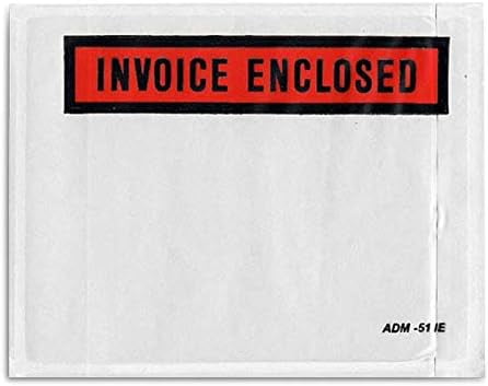 WOD ENV-I4555S Printing Pouch Envelope Clear with"Invoice Enclosed" /4 ...