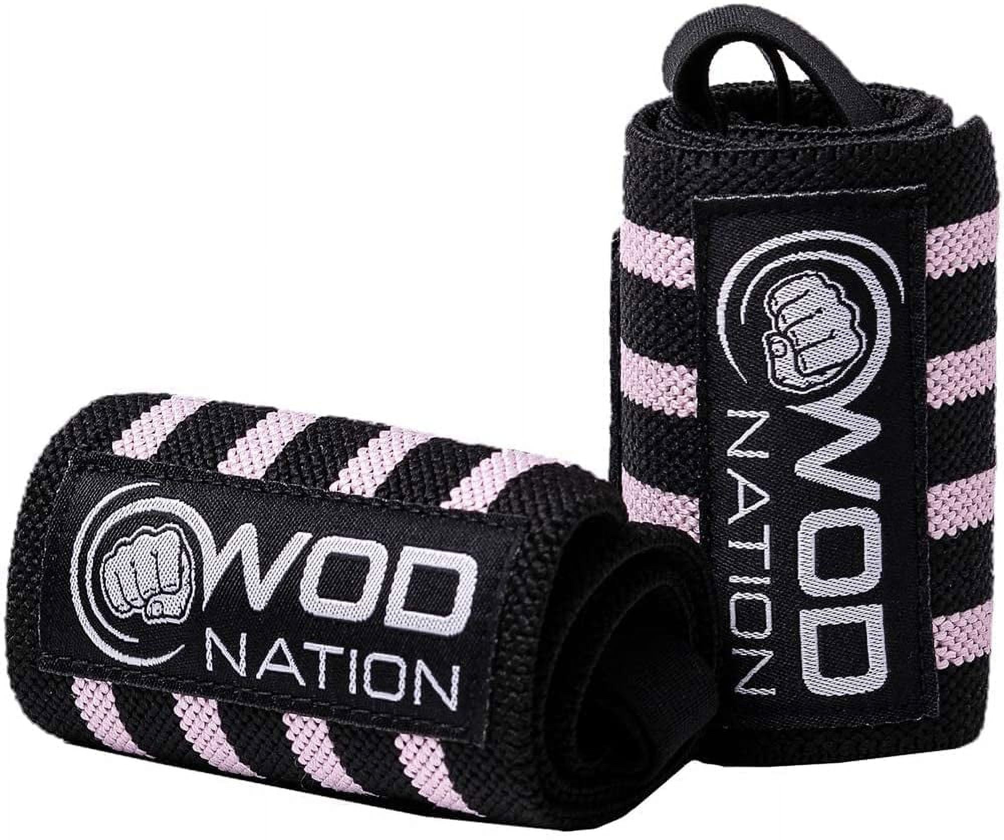 WOD Nation 12" Weightlifting Wrist Wraps Unisex Durable Black & Pink 2 ...