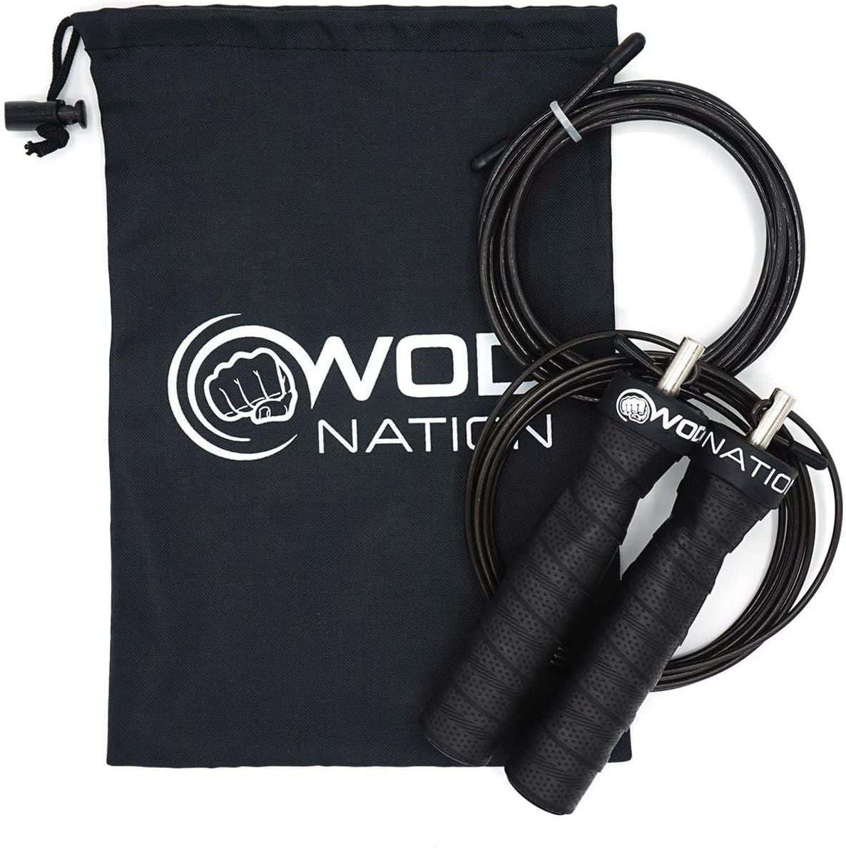 WOD Nation Adjustable Attack Speed Jump Rope for Men and Women, Black ...