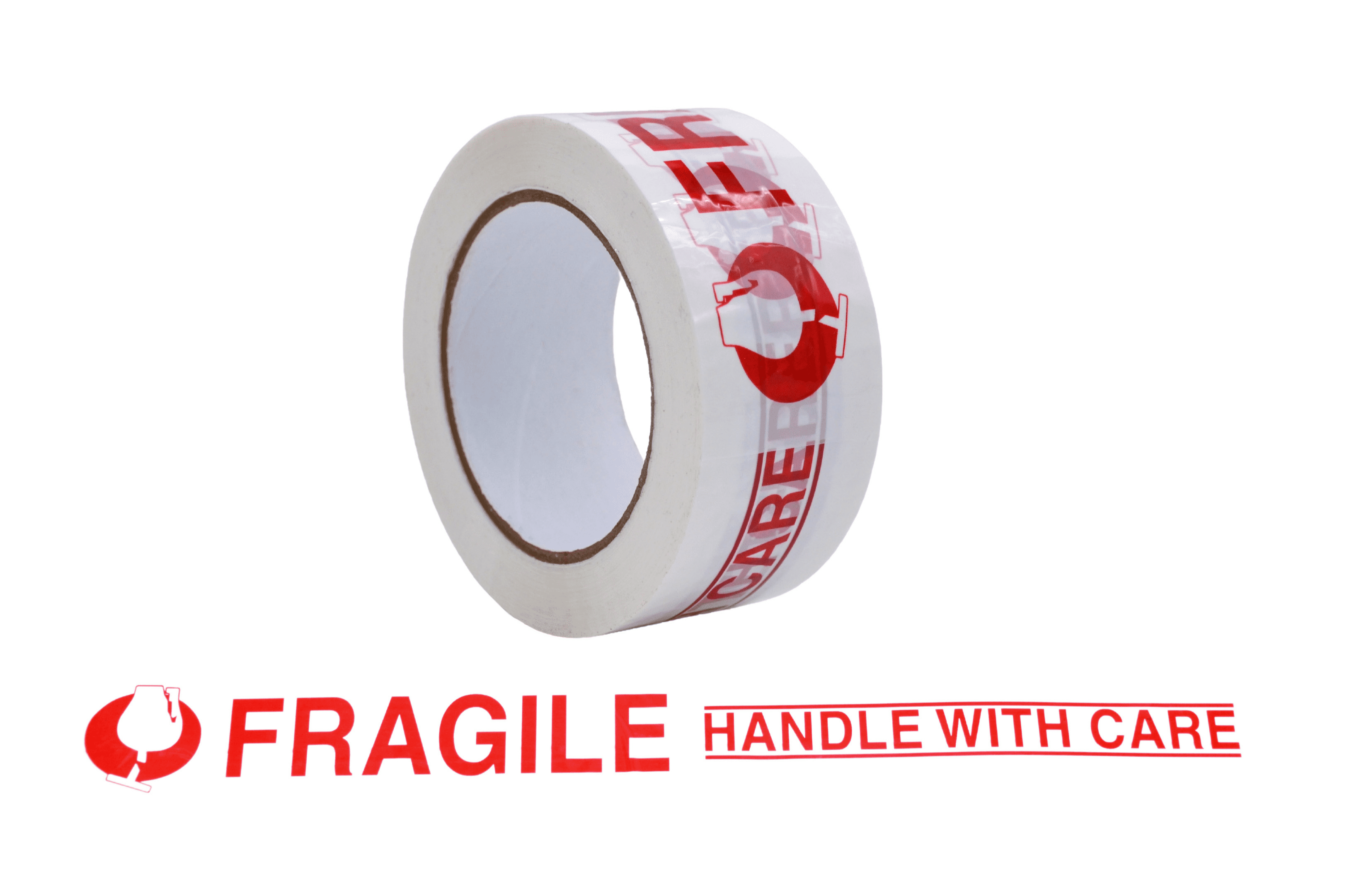 WOD PP20F-W Printed White Carton Sealing Tape with Red Lettering ...