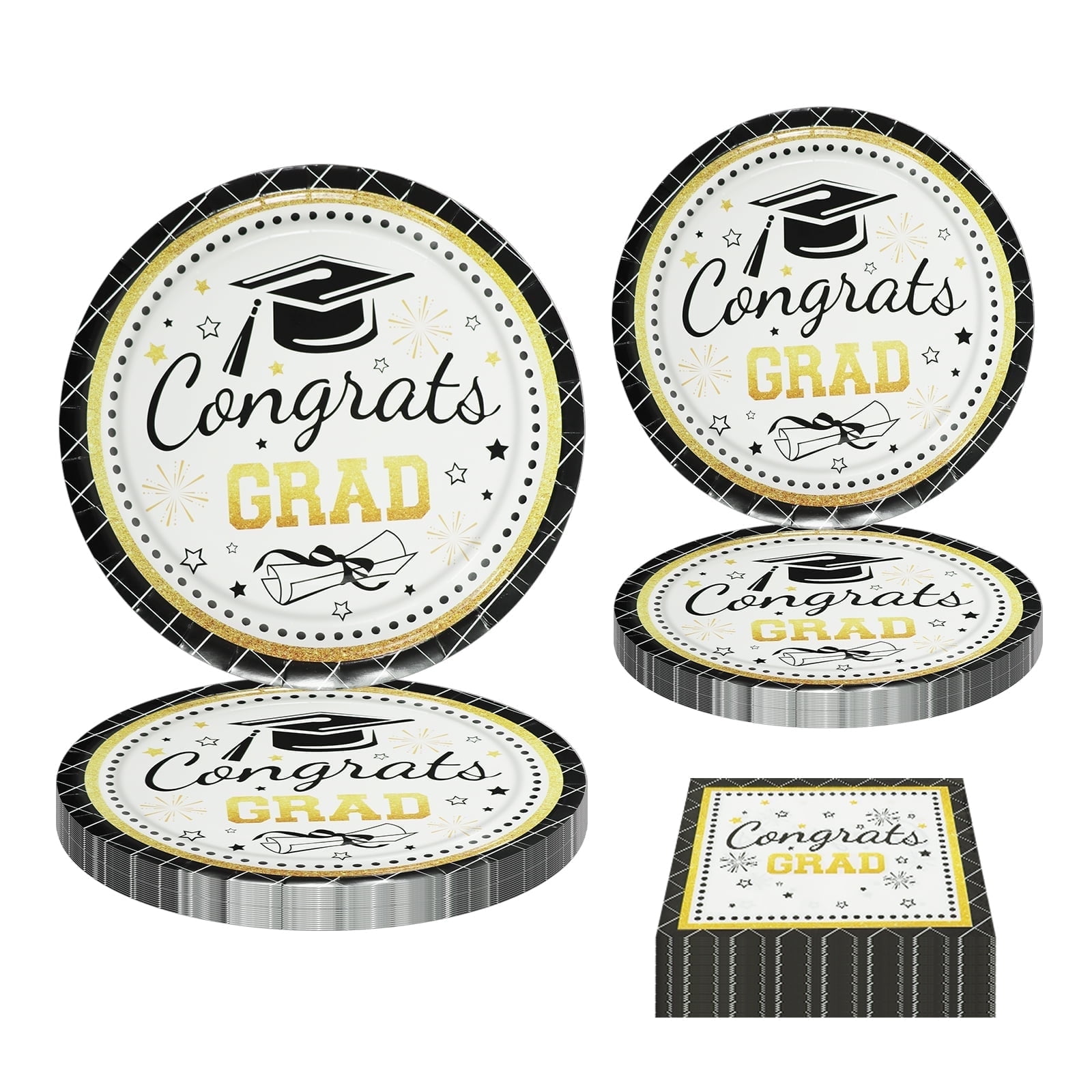 WODJR 100Pcs Graduation Tableware Graduation Party Decorations ...