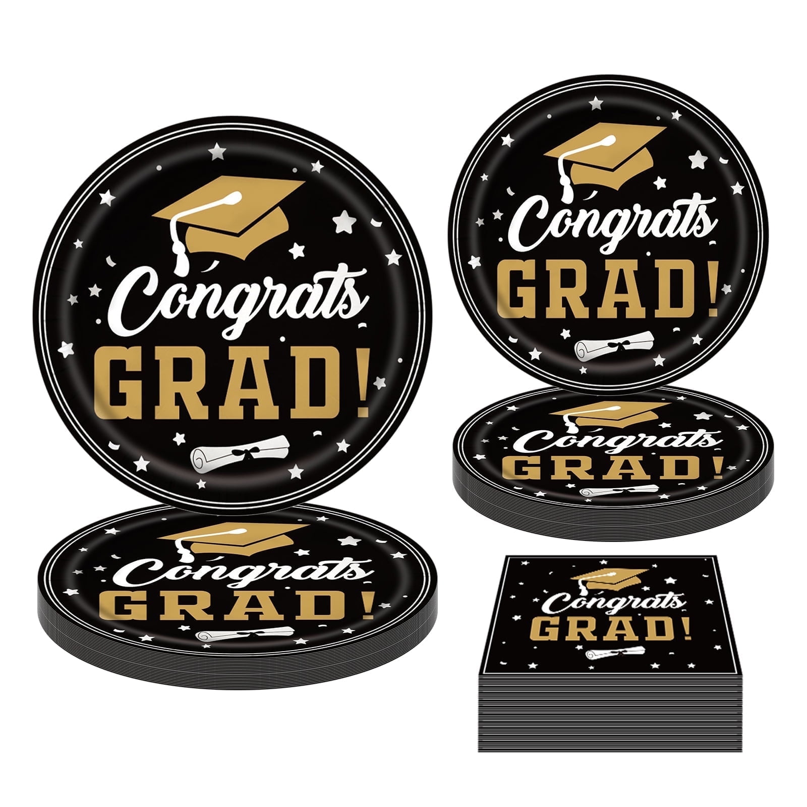 WODJR 100Pcs Graduation Tableware Graduation Party Decorations ...
