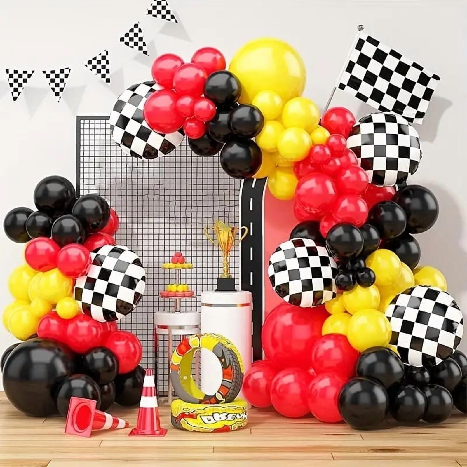 WODJR 143Pcs Racing Car Balloon Garland Racing Car Party Decorations ...