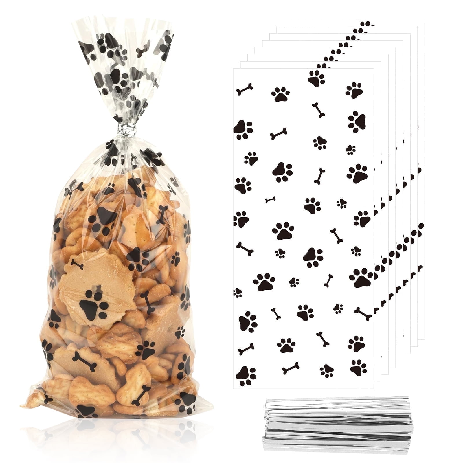 WODJR 100 Pcs Paw Treat Bags Paw Party Decorations Paw Candy Bags Paw ...