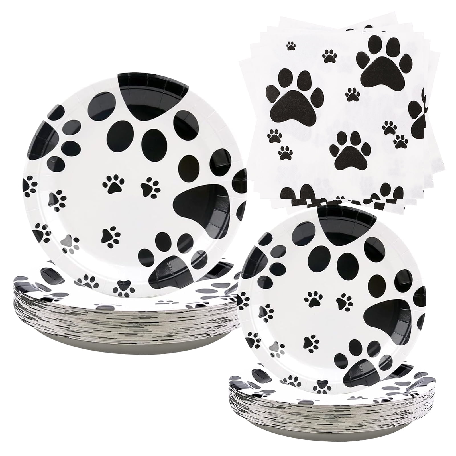 WODJR 80 Pcs Paw Party Decorations Paw Party Suplies Paw Tableware Paw ...