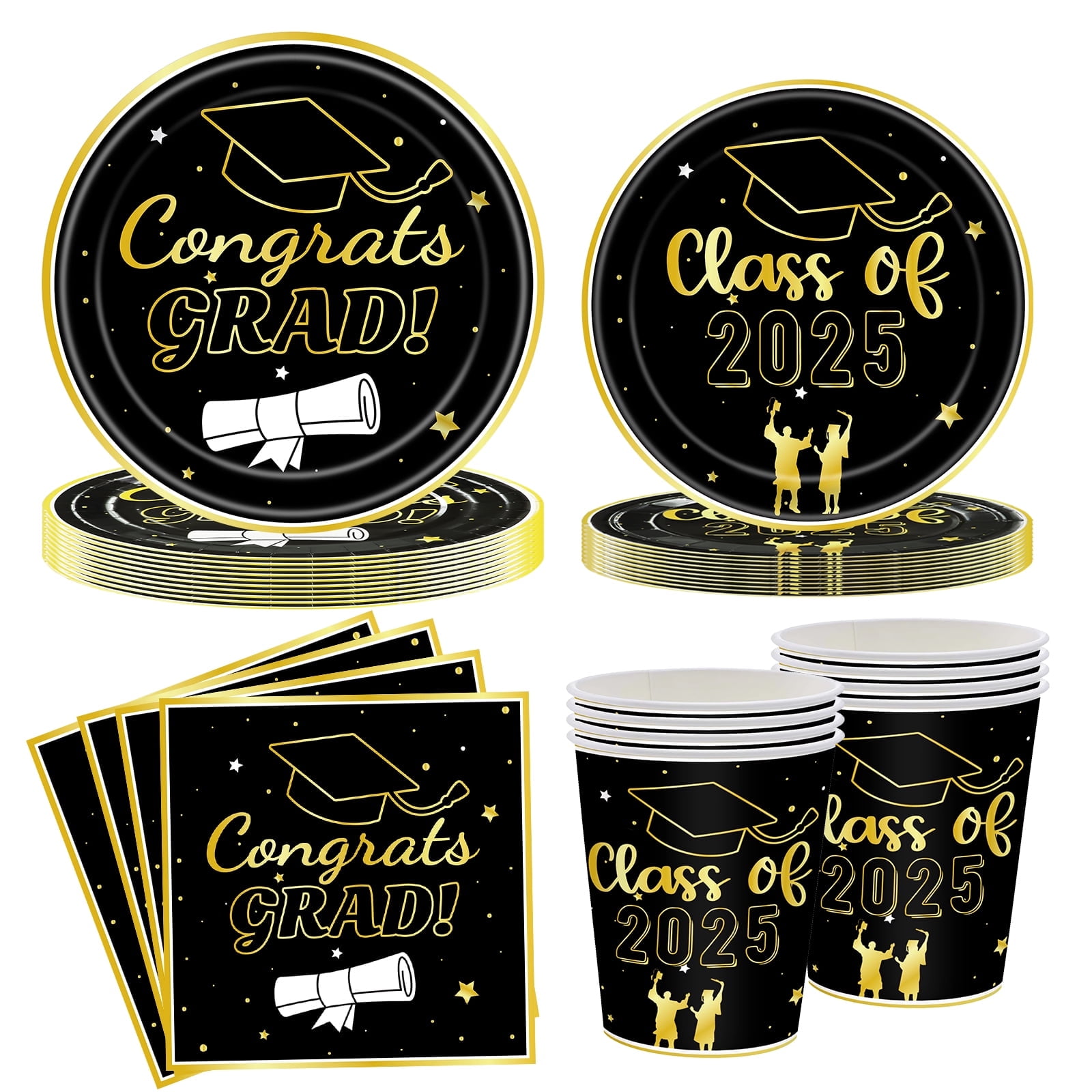 WODJR 96Pcs Graduation Tableware Graduation Party Decorations ...