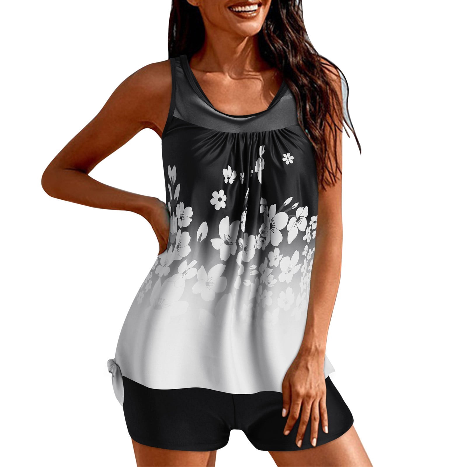 WOEOEE Tankini Bathing Suits for Women Tummy Control Tankini Top with ...