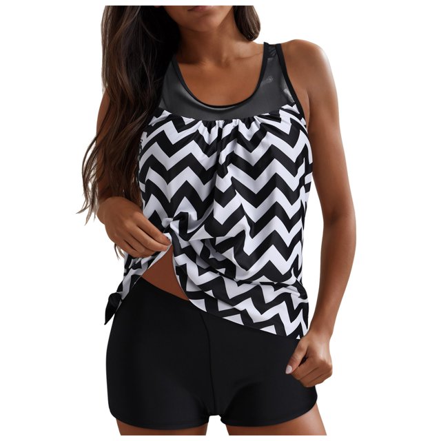 WOEOEE Tankini Bathing Suits for Women Tummy Control Tankini Top with ...