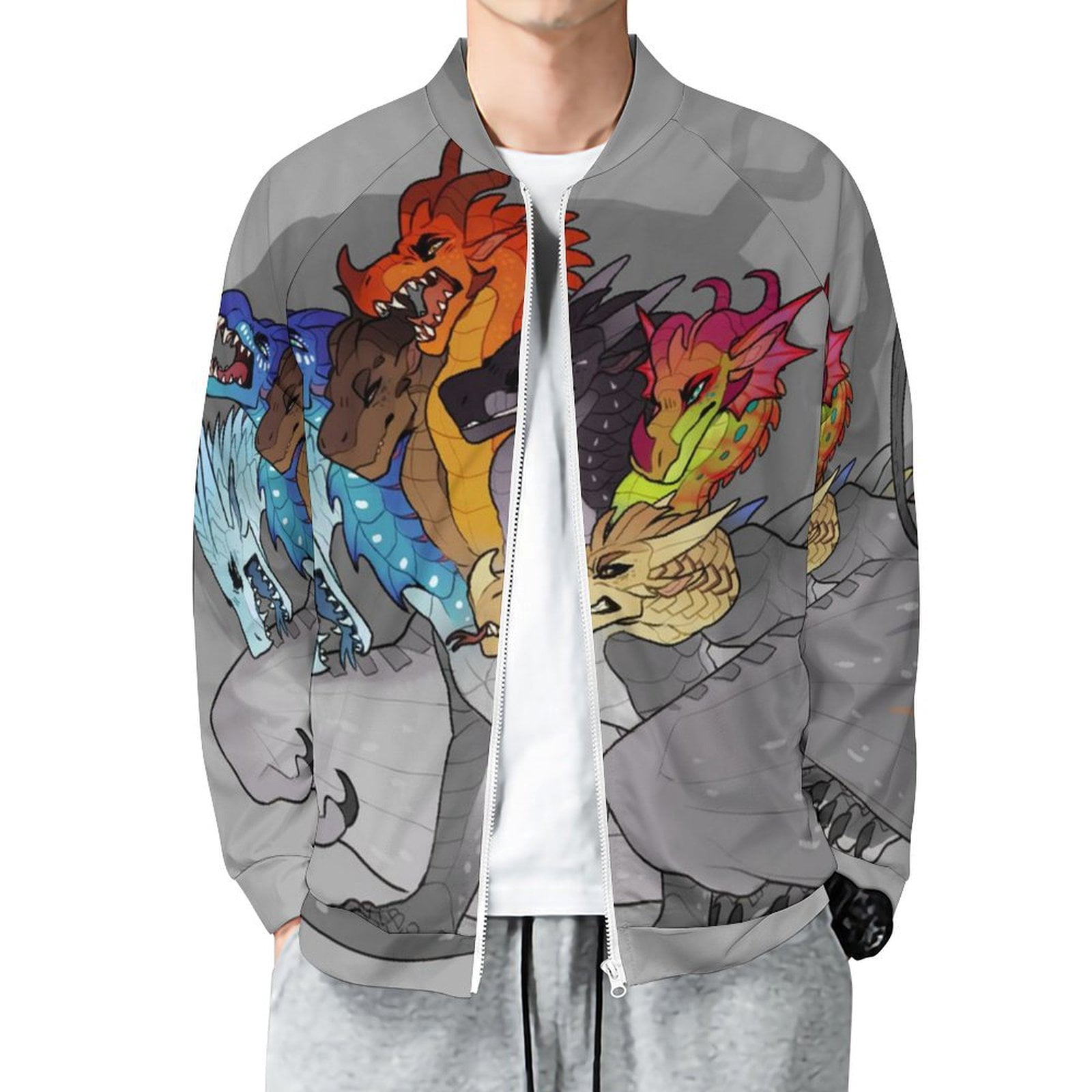 WOF Wings Of Fire Men's Jacket Windbreaker Coat Round Neck Zipper ...