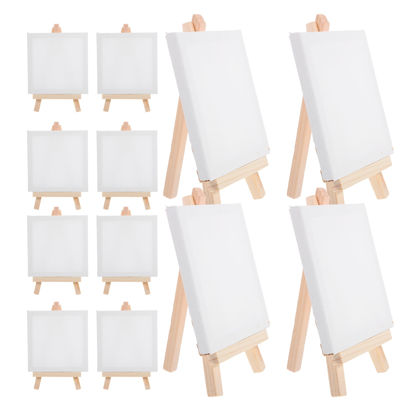 WOFASHPURET 12Pcs Small Easels for Display with Canvas Boards in 5.89X3 ...