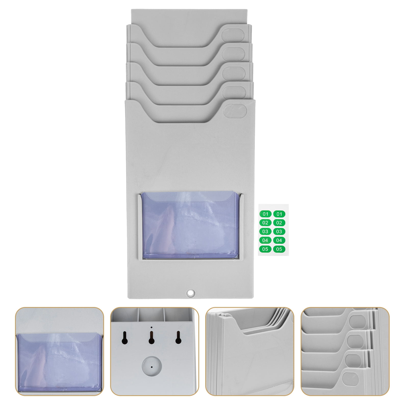 WOFASHPURET 1Pack Multi Pocket Card Holder Grey Plastic for Wall ...