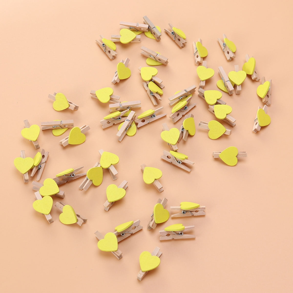 WOFASHPURET 50Pcs Mini Photo Clips for Pictures Cute Wood Clips Heart ...