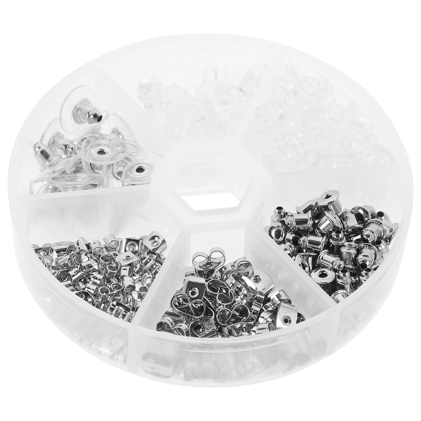 WOFASHPURET Earring Accessory 320Set Silver Round Anti Loss For Diy ...