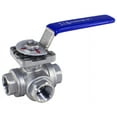 WOG1000 3-Way 304 Stainless Steel Ball Valve L-Type 1/2" NPT FPT SS304 ...