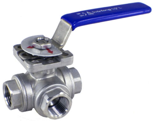 WOG200 3-Way 304 Stainless Steel Ball Valve L-Type 3/4" NPT FPT SS304 ...