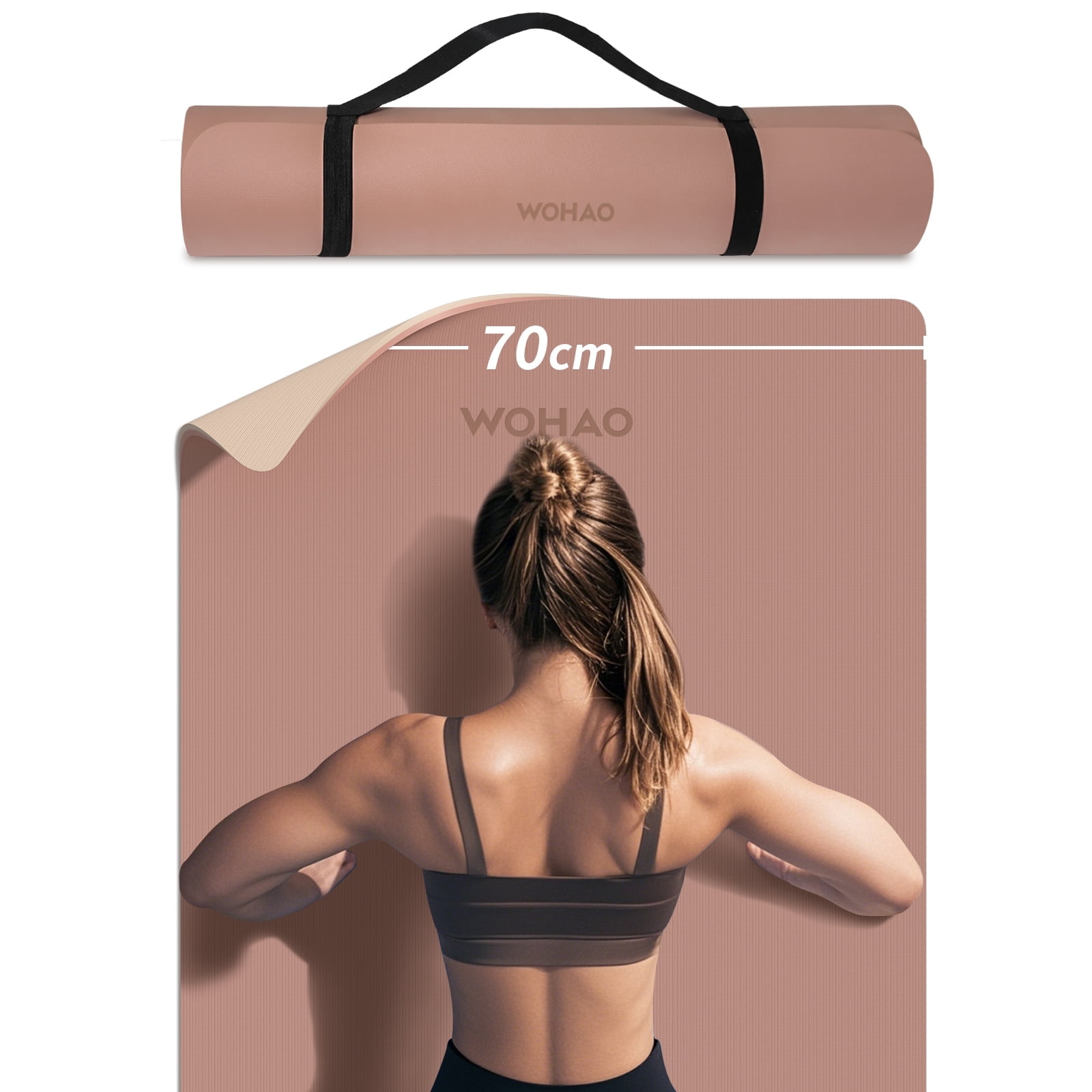 WOHAO Extra Thick 8mm Yoga Mat, 72"x28" Two-Sided Non-Slip Exercise Mat, Non-Toxic & Odorless ...