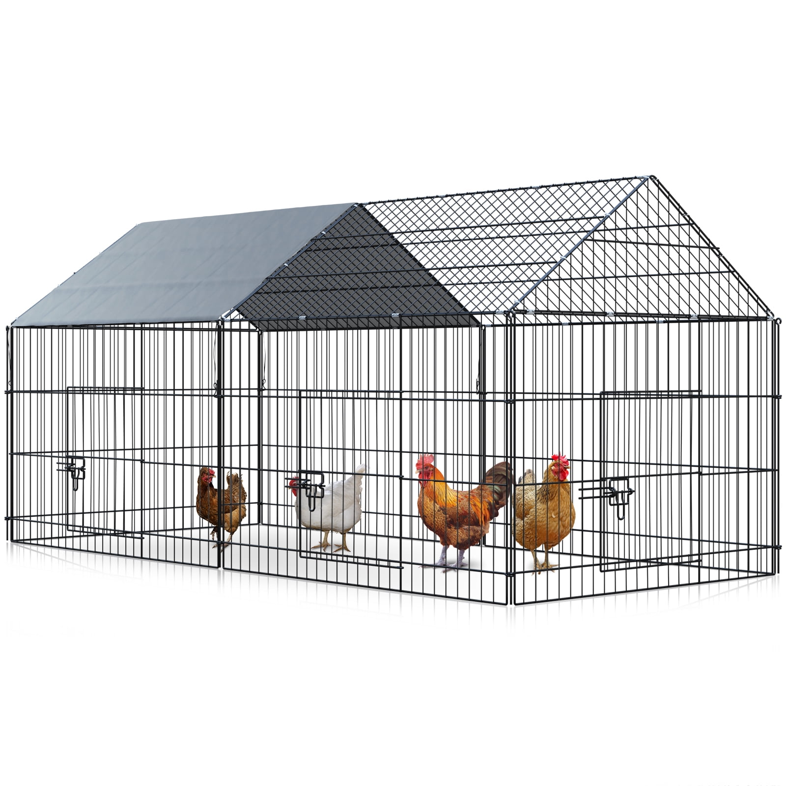 WOKEEN Chicken Coop 87"×41" Chicken Run for Yard Metal Chicken Pen with ...