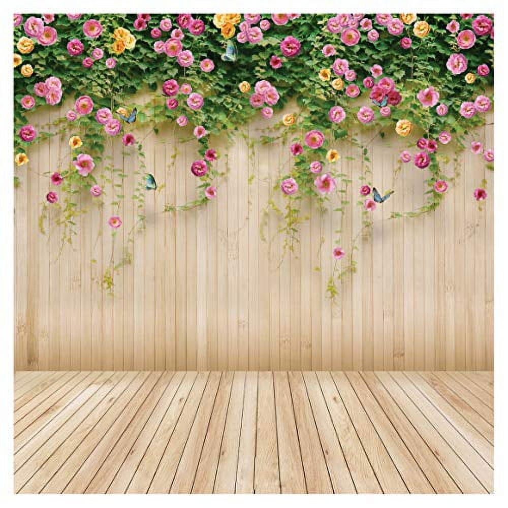 WOLADA 8x8ft Spring Flower Backdrop Wood Backdrops for Photography ...
